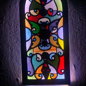 Arch Shaped Stained-glass Wall Art With Remote Control LED Lighting - Etsy