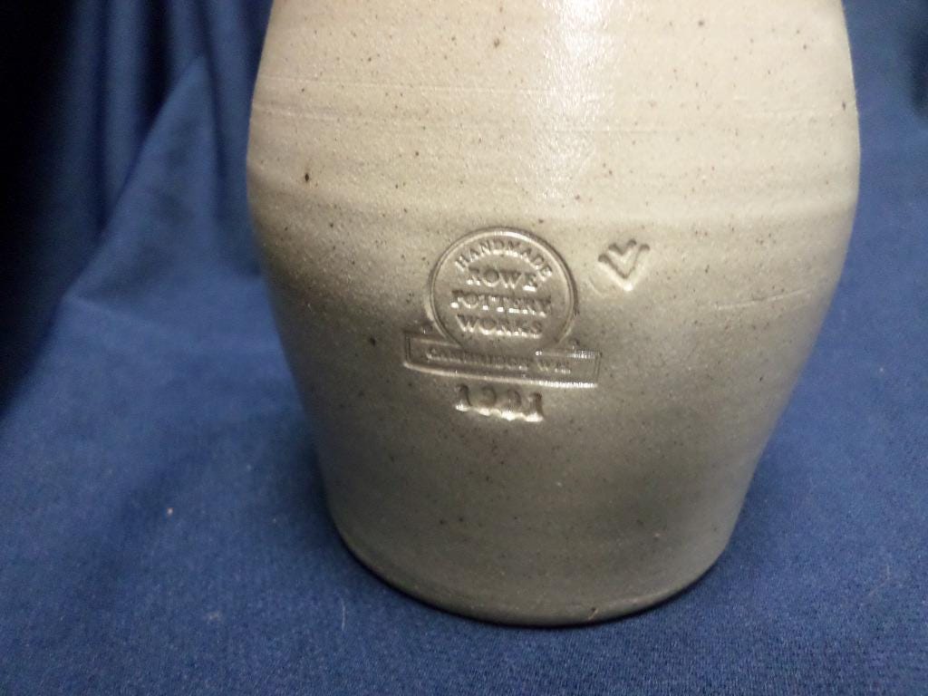 Rowe Pottery Works Stoneware Vase Mini Crock Basket of Berries Design ...