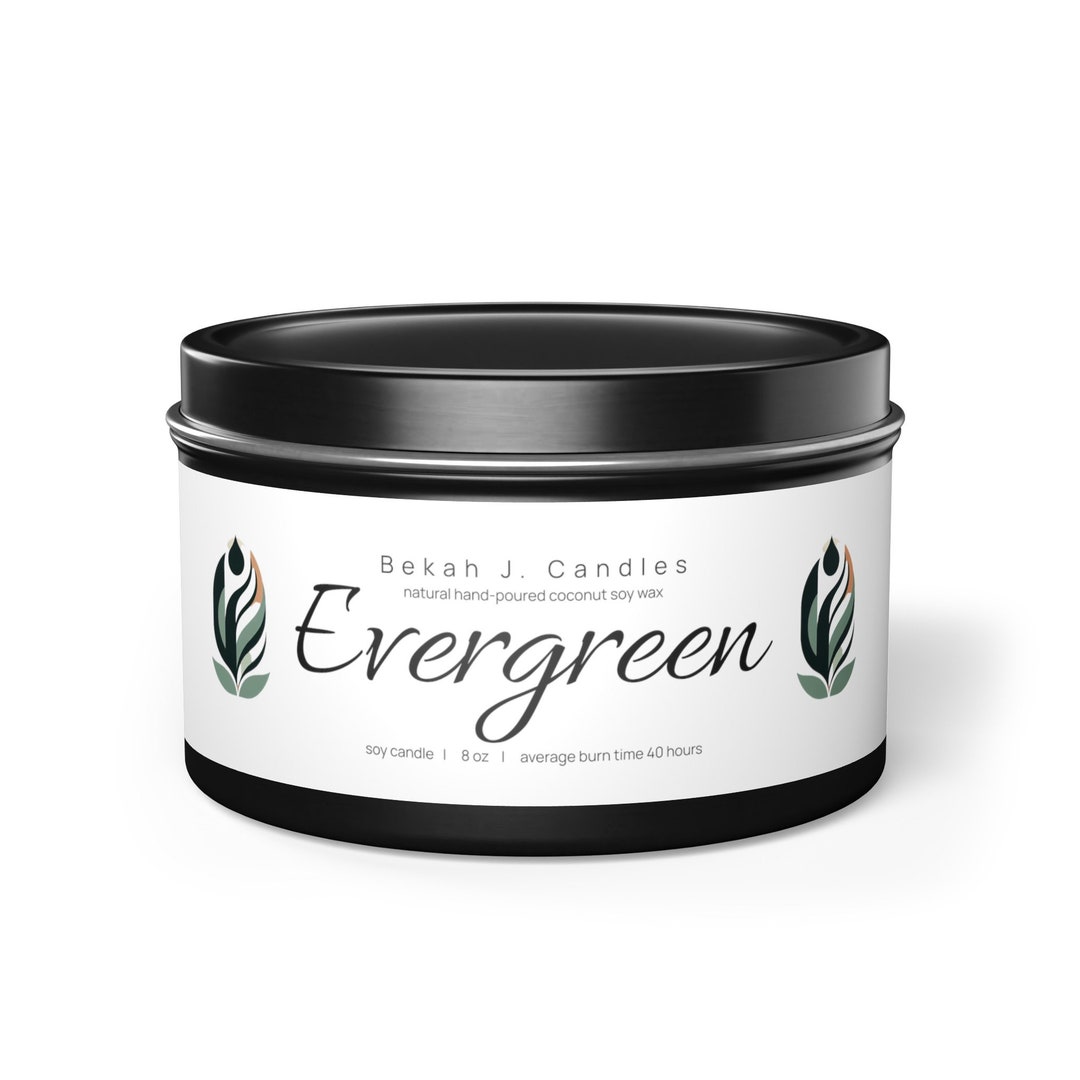 Evergreen Candles, 8 Oz Tin Candle Gift, Top Notes of Lemon Peel and ...