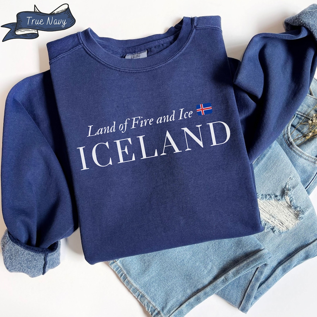 Iceland Sweatshirt, Land of Fire and Ice Viking Crewneck Pullover ...