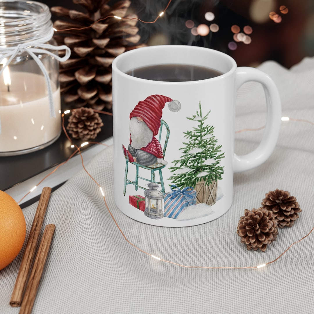Coffee Mug Gift Scandinavian Christmas Gnome Mug, Swedish Ceramic Mug ...
