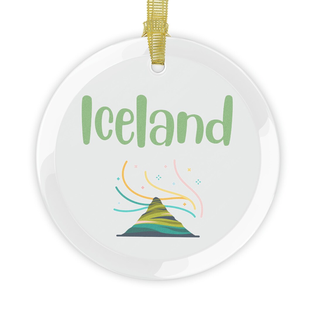 Iceland Volcano Holiday Ornament, Icelandic Christmas Glass Ornament ...