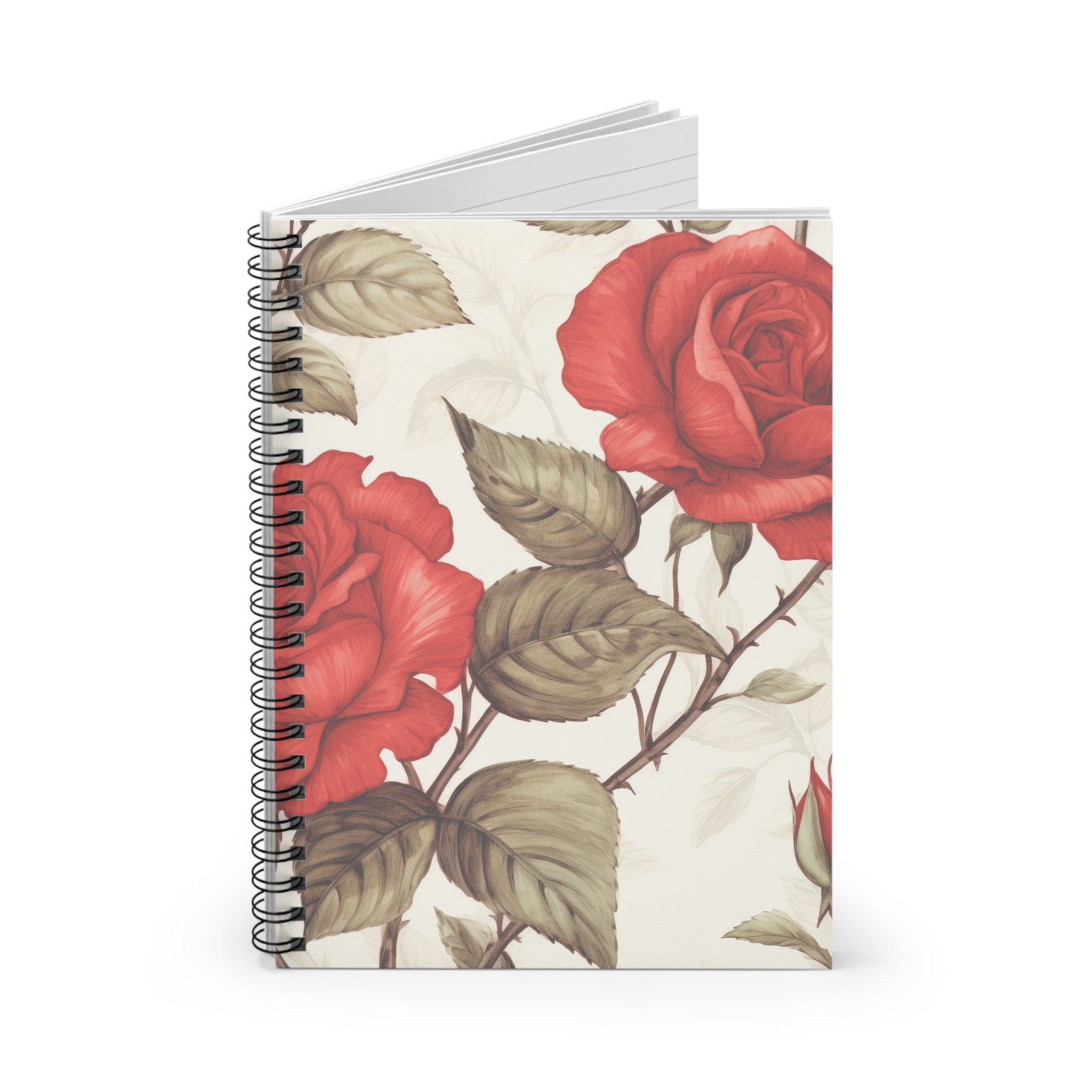 Notebook Spiral Journal Red Rose Journal Keepsake Journal - Etsy