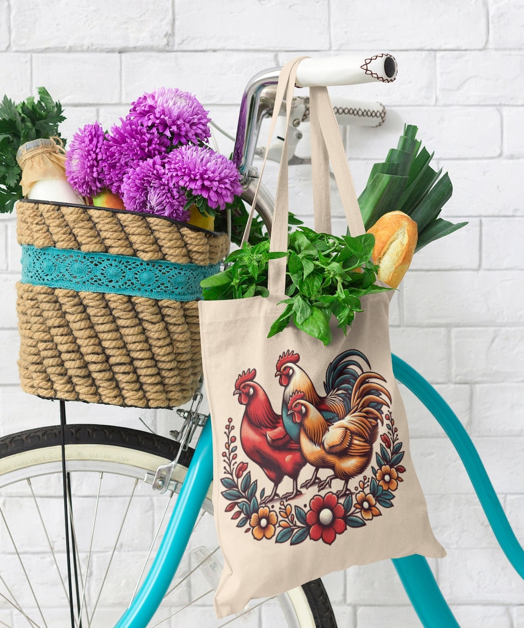 Chickens, Farm Animals Cotton Canvas Tote Bag, Perfect Mother's Day ...