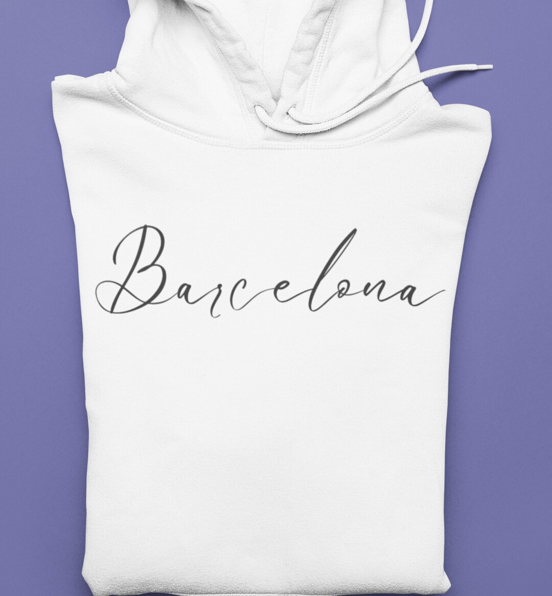 Barcelona Souvenir Hoodie With Beautiful Script Font, Barcelona Themed ...
