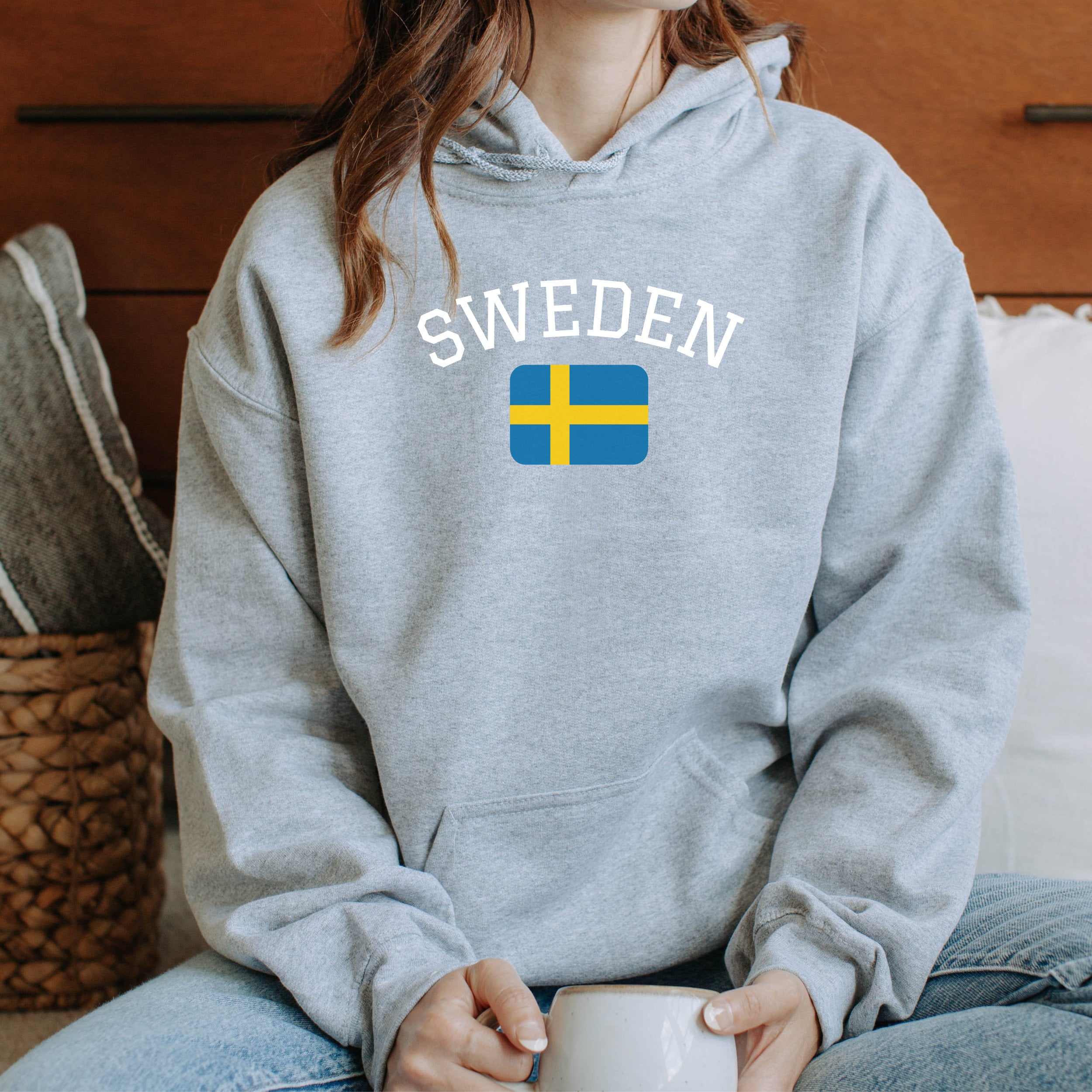 Swedish Flag Pullover Hooded Sweatshirt Hoodie for Lovers of Sweden in ...