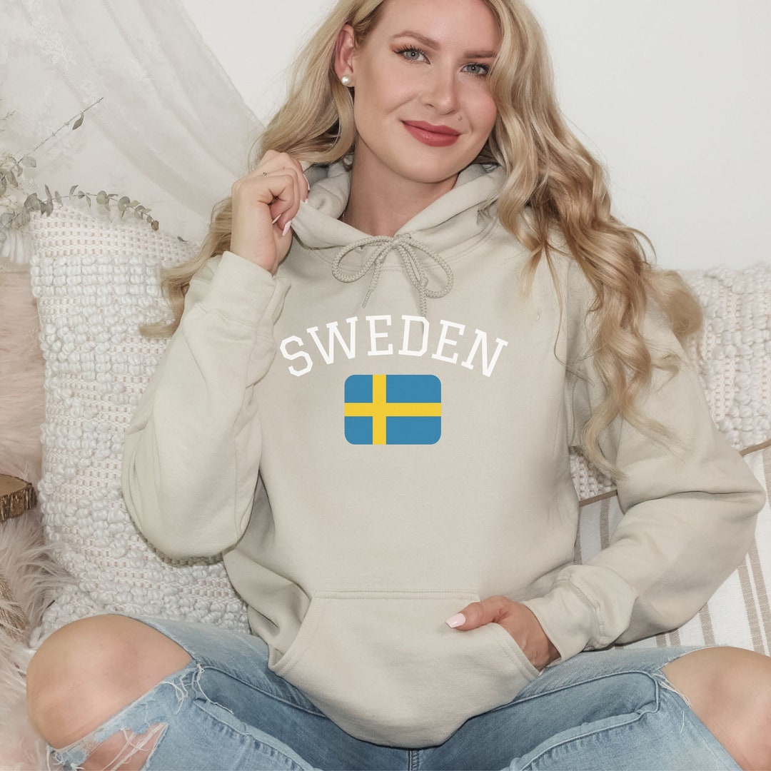 Sweden Themed Streetwear Hoodie Retro Inspired, Swedish Flag Pullover ...