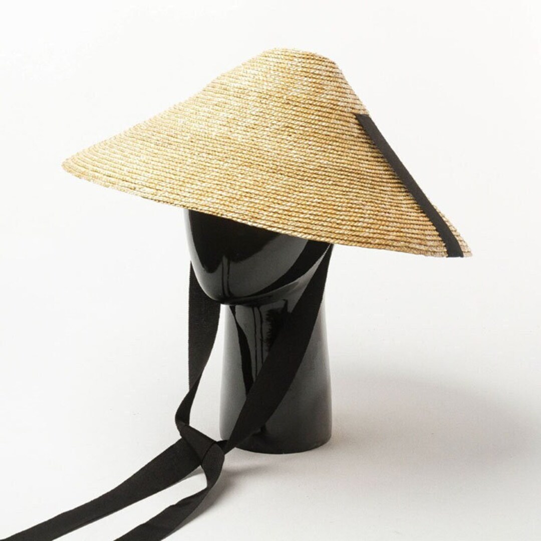 Natural Wheat Straw Pointed Hat, Women, Beach Cap, Sunscreen, Black ...
