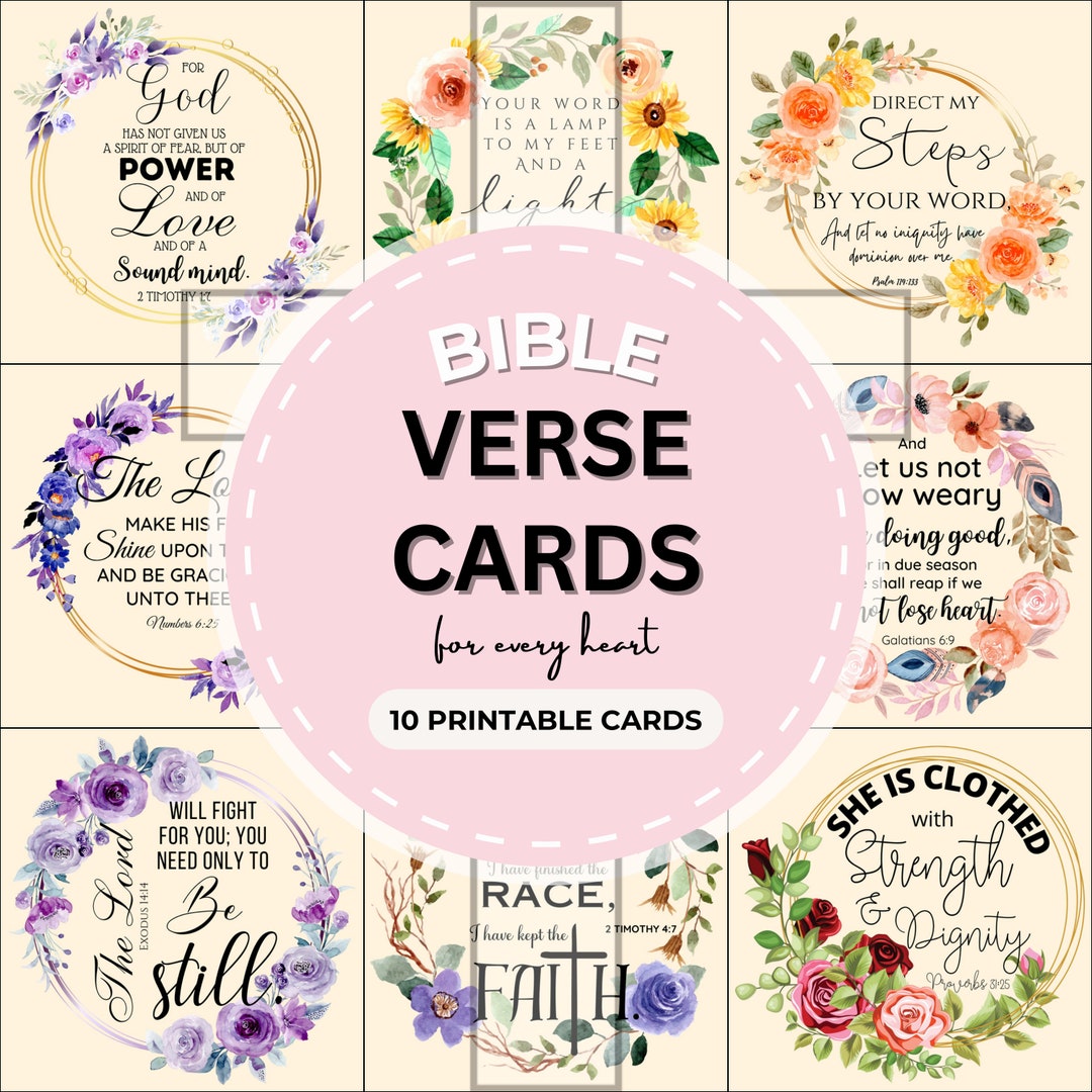 10 Memory Bible Verse Cards, Encouraging Bible Verses, Scripture Cards ...