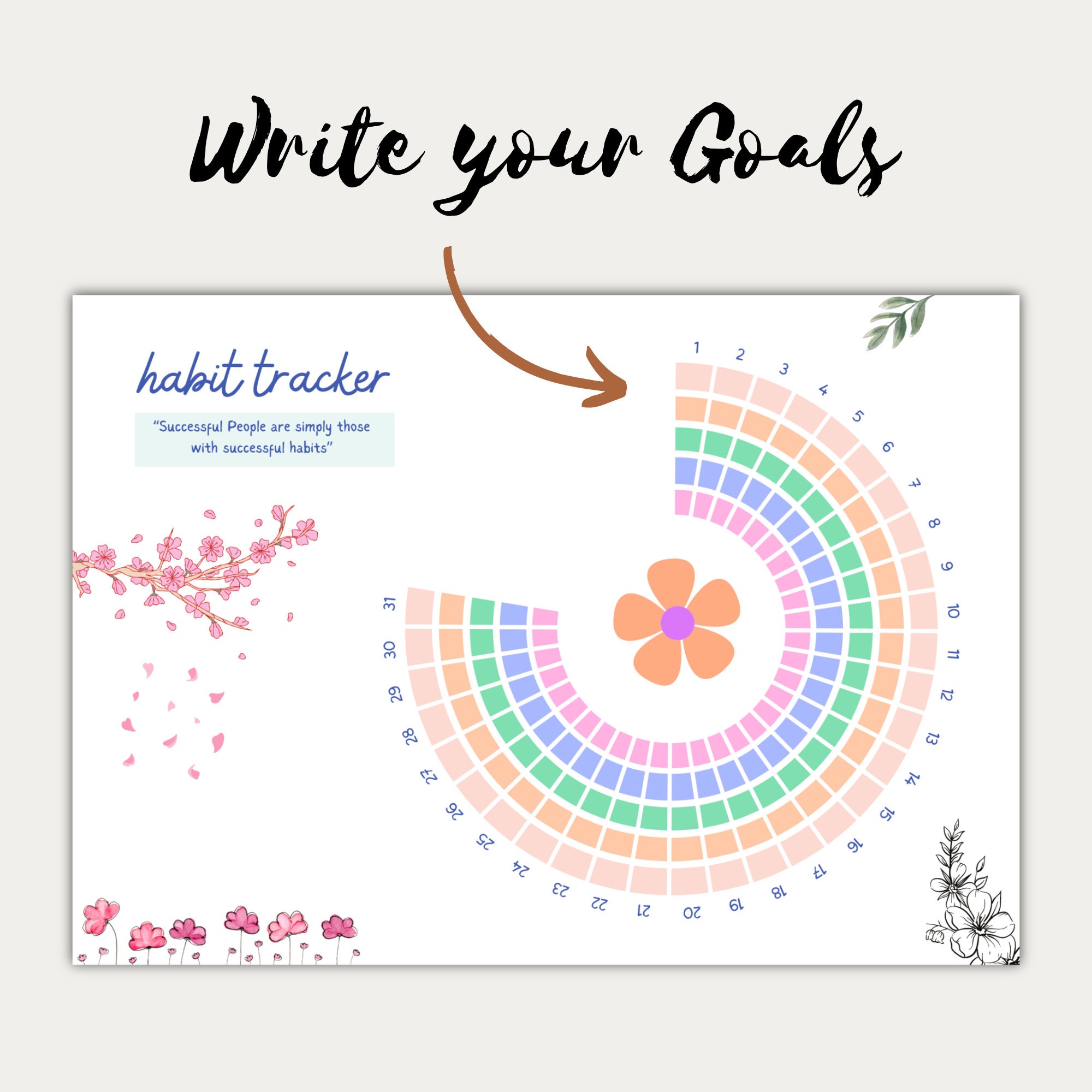 Monthly Cute Habit Tracker Pdf Printable Planner A3 A4 Goal Tracker ...