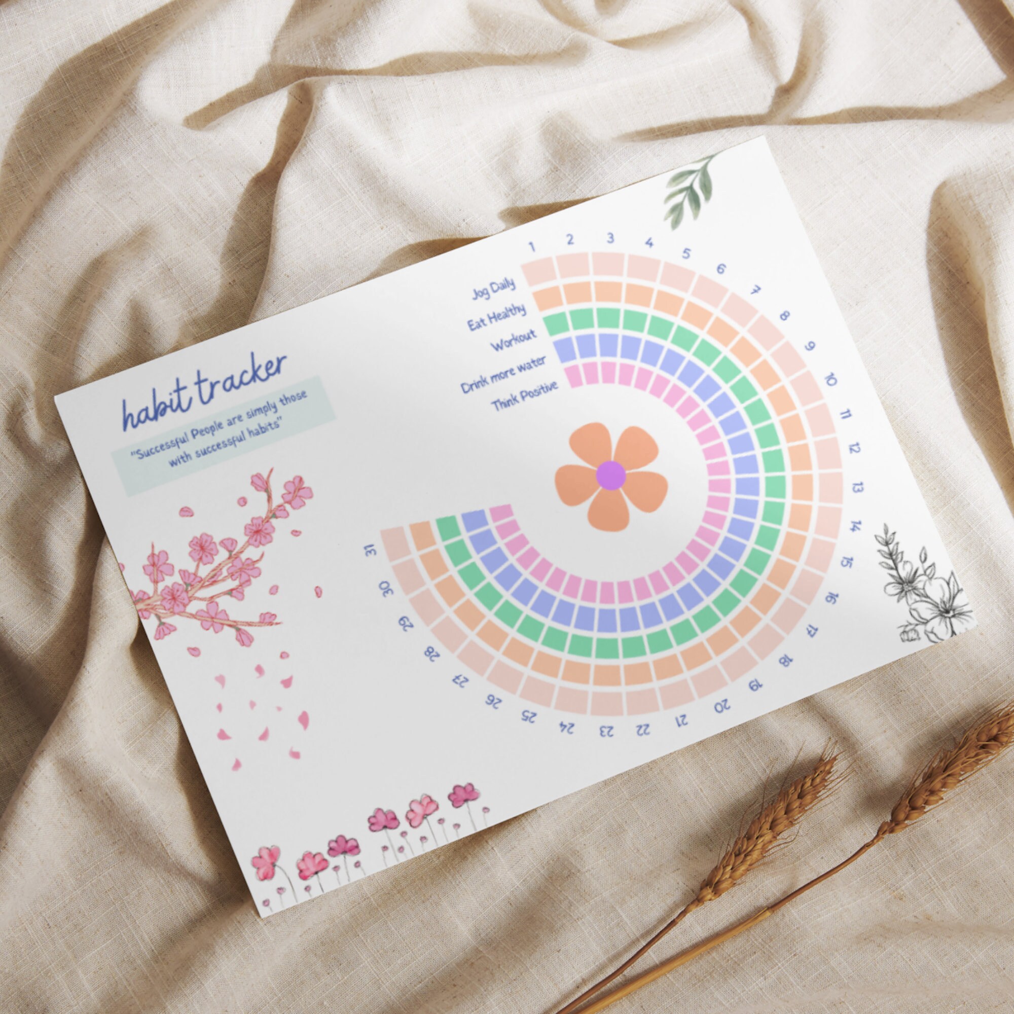 Monthly Cute Habit Tracker Pdf Printable Planner A3 A4 Goal Tracker Daily Routine Tracker Weekly ...