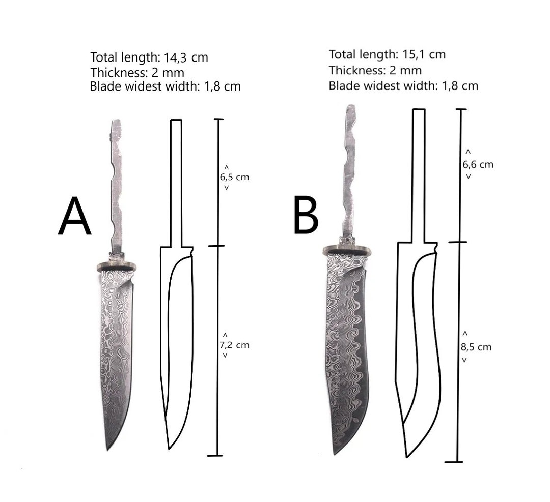 Damascus Hunting Knife Blade Blank Bushcraft Pilzmesser Jagdmesser VG10 ...