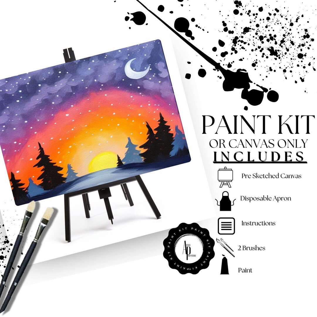 Paint Kit/ Pre Drawn Outline Canvas/ DIY Canvas/ Party/ Paint Kit ...