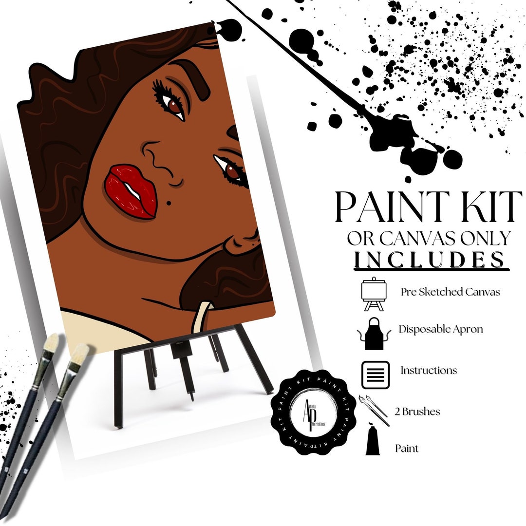 Canvas Printable/ Pre Drawn Outline Canvas Melanin/ DIY Canvas/ Party ...