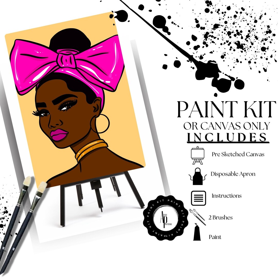 Canvas Printable/ Pre Drawn Outline Canvas Melanin/ DIY Canvas/ Party ...