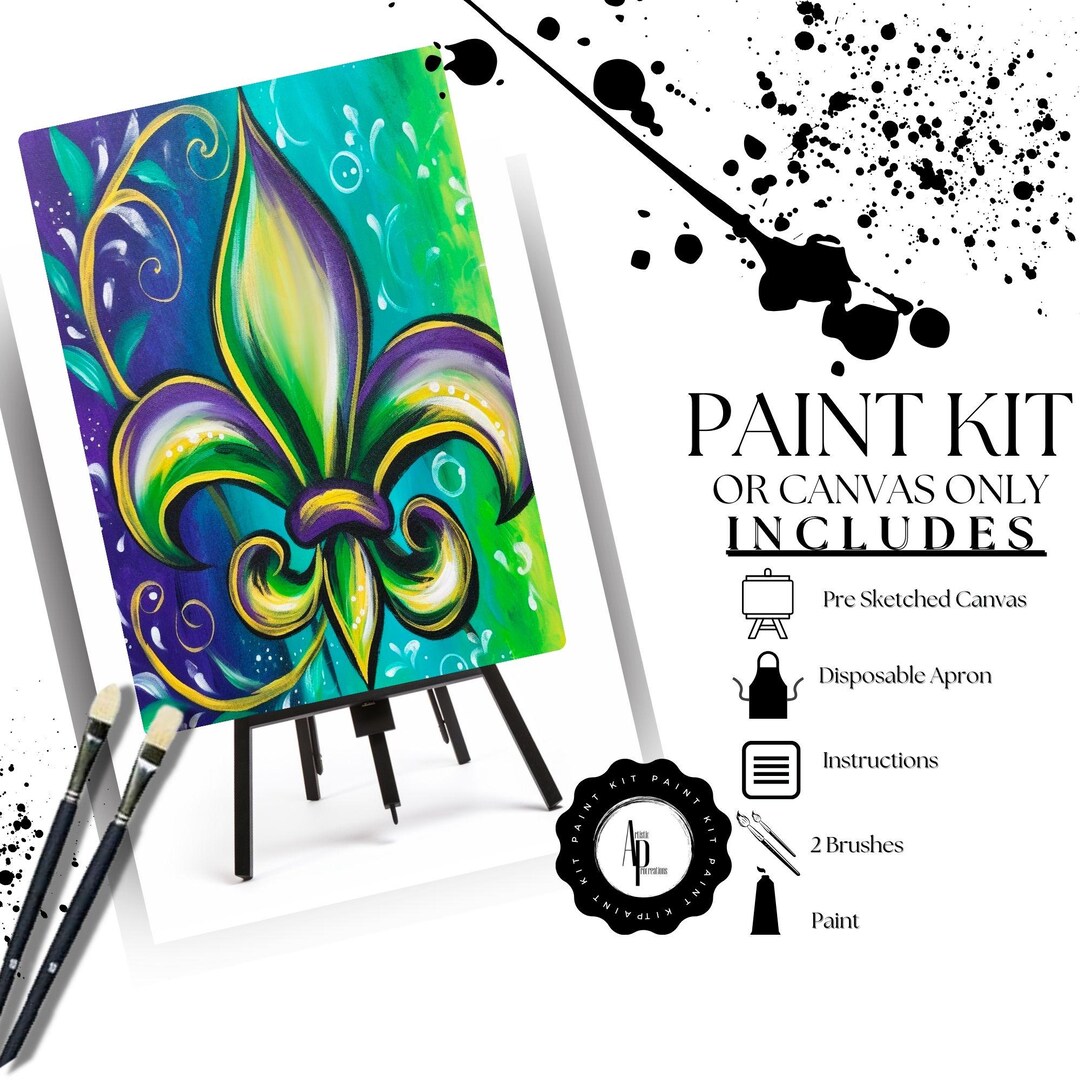 Canvas Paint Kits Mardi Gras / Pre Drawn Outline Canvas Tonight/ DIY ...