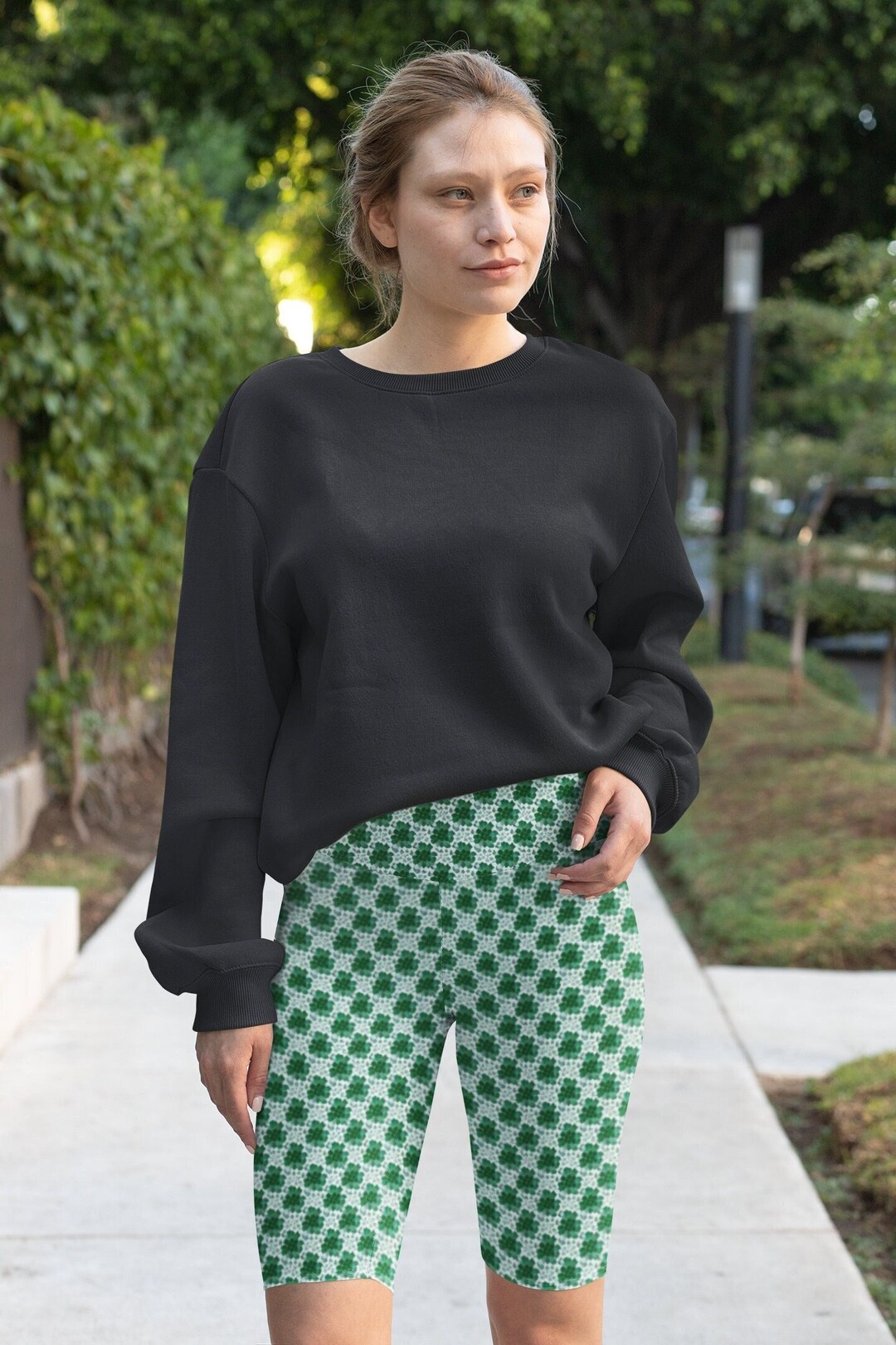 Clover Crush Yoga Shorts Shamrock High Waist Women's Shorts for St ...