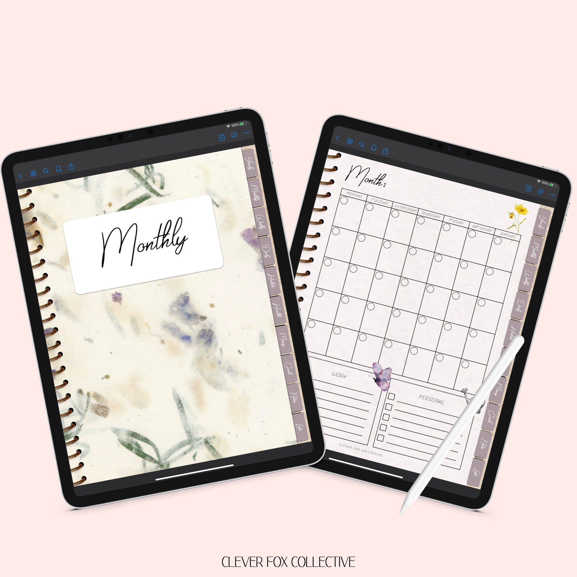 Pressed Flowers Spring Themed Digital Planner, Best Digital Planner ...