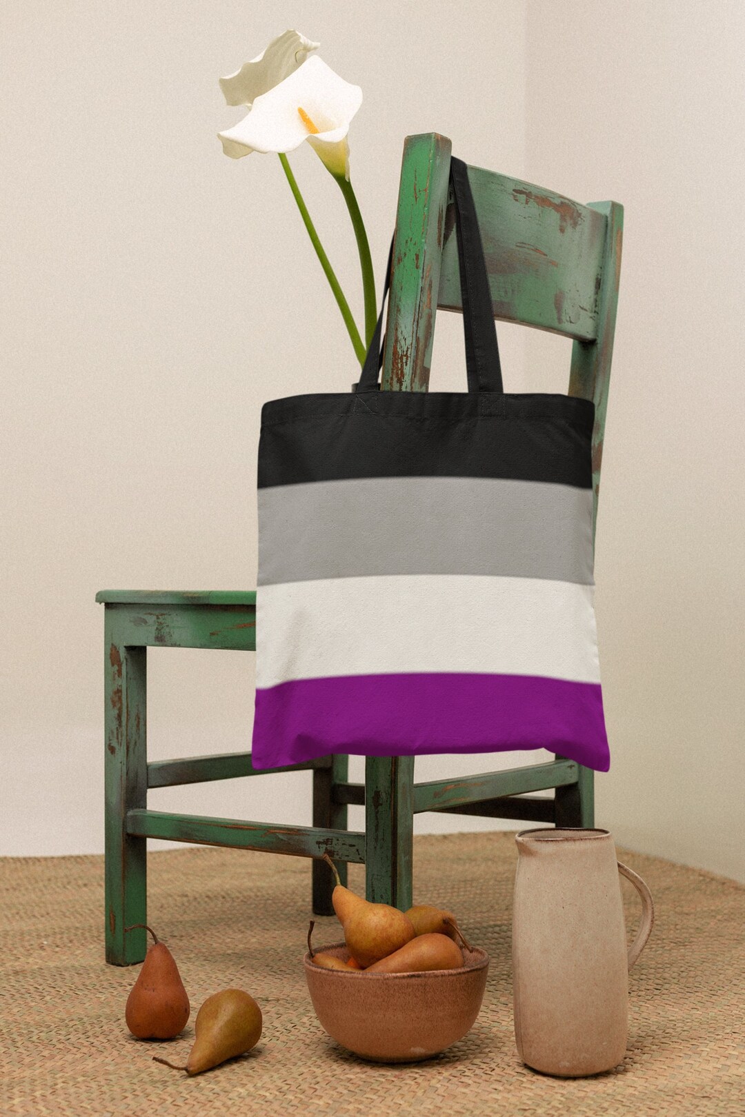 LGBTQ+ Asexual Totebag Pride Inclusive Merchandise Purple Grey White ...