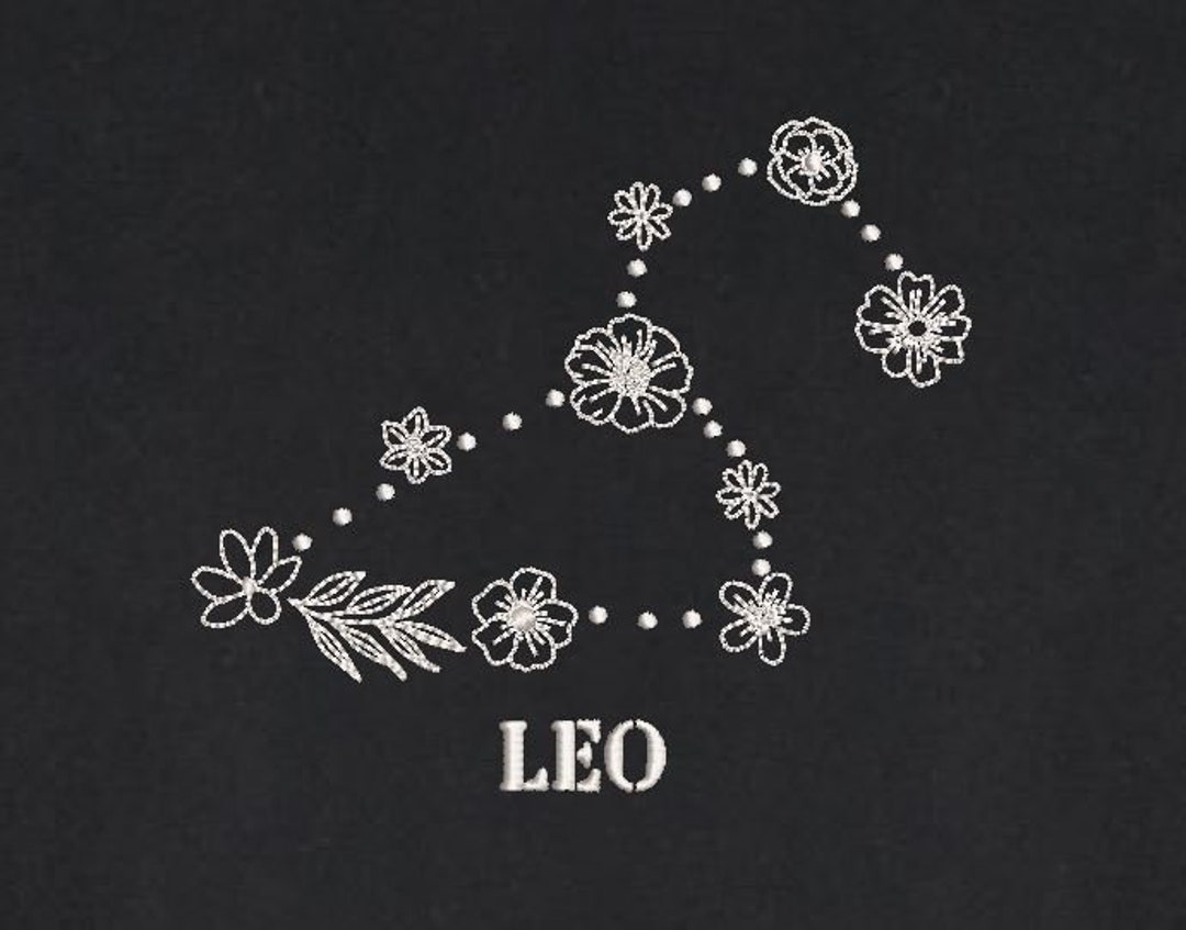 Leo Fire Sign Astrology Zodiac Sign Flower Constellation Embroidered ...