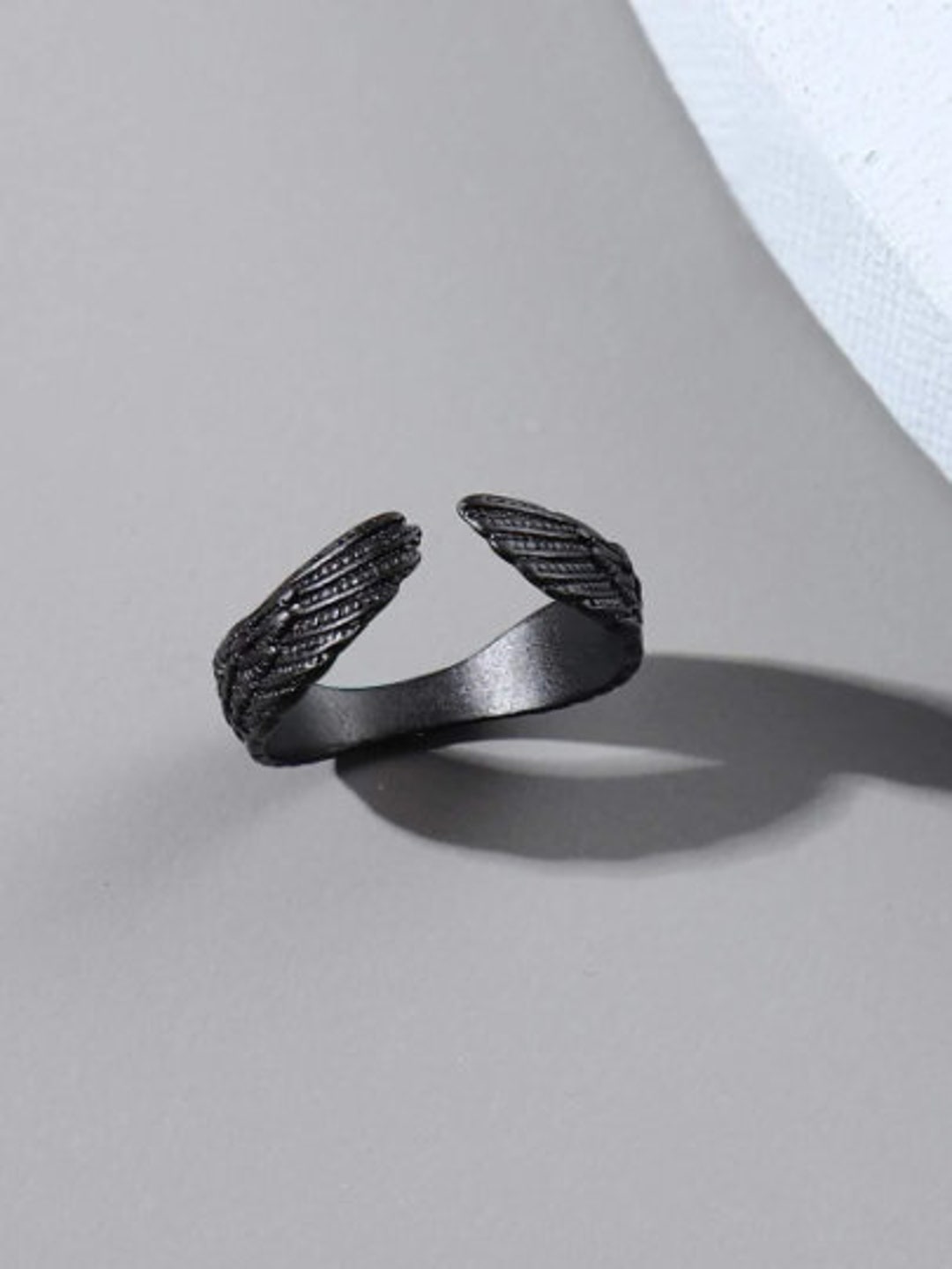 Black Resizable Wing Ring Male Simple Design Angel Gift - Etsy
