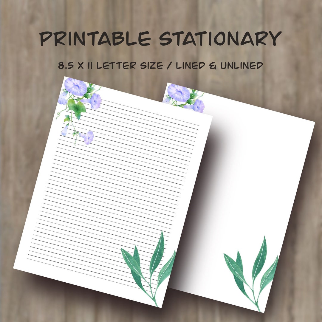 Violets With Green Leaves Printable Stationary, Writing Paper, Letter ...