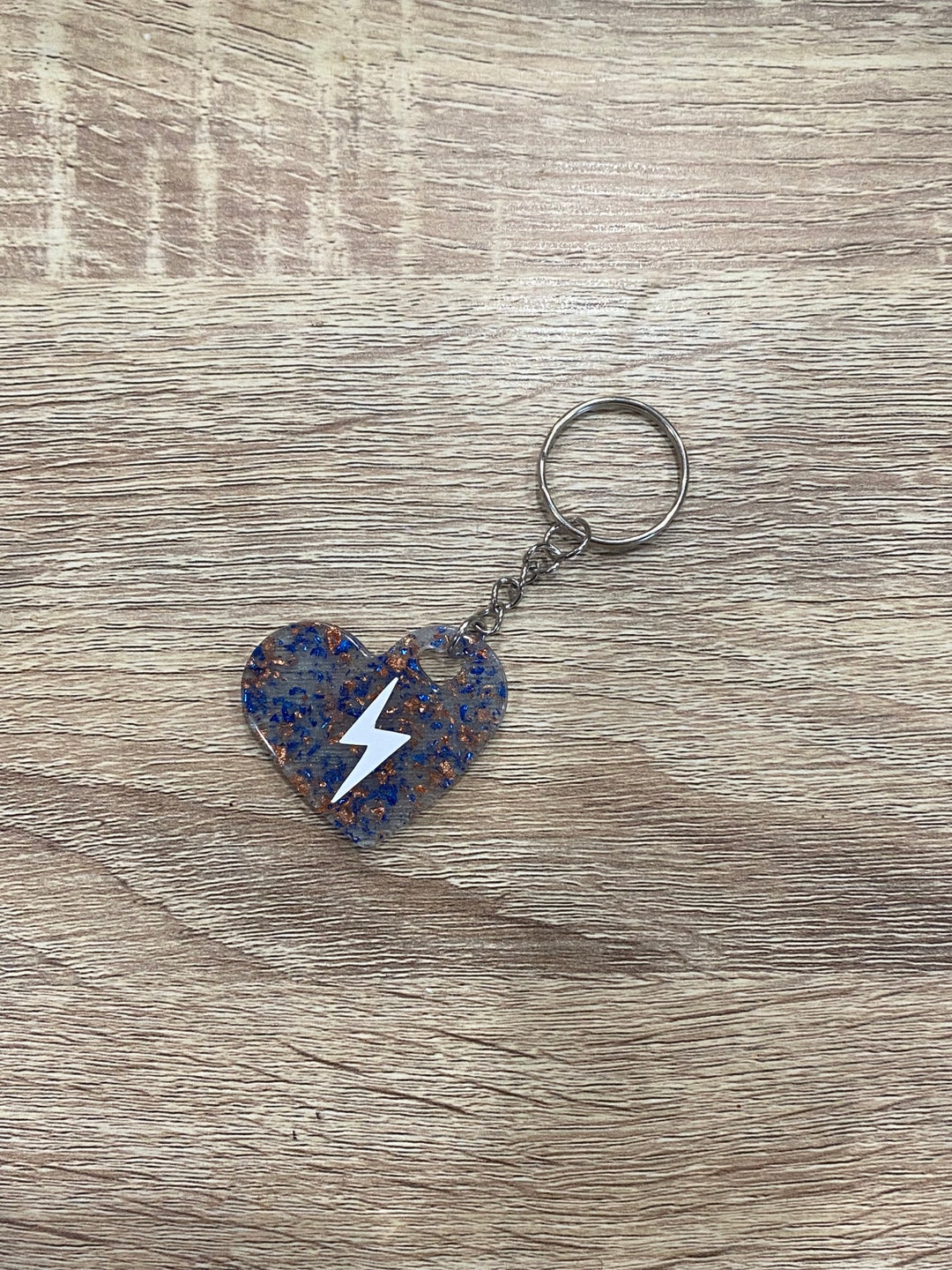 OKC Thunder Lightning Heart Keychain - Etsy