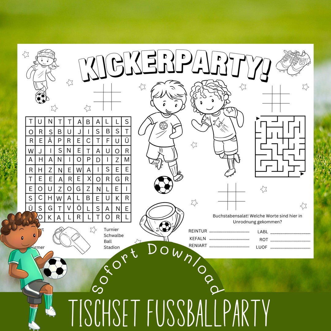 Football Placemat for Coloring / Football Children's Birthday Placemat ...