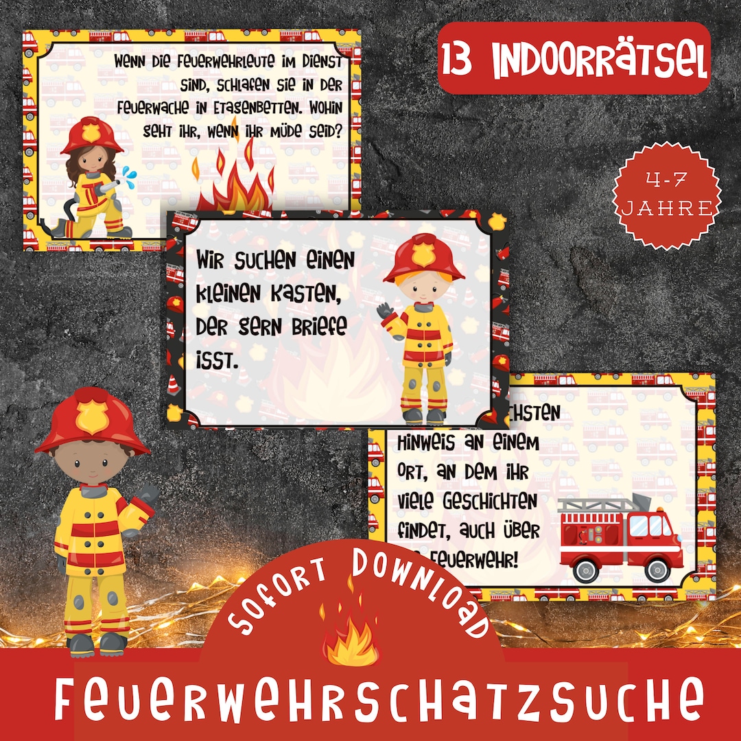 Fire Brigade Treasure Hunt for the Children's Birthday / Printable Fire ...