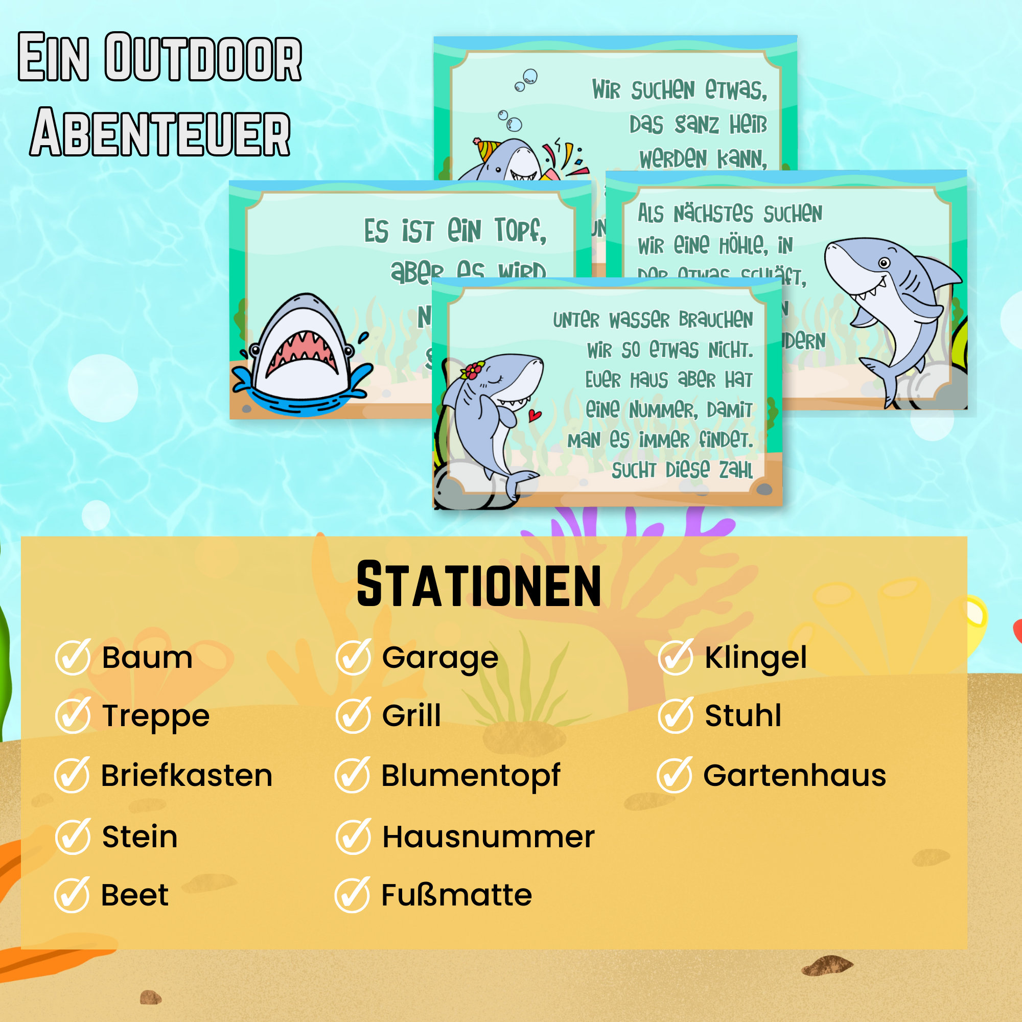 Outdoor Shark Treasure Hunt to Print / Shark Scavenger Hunt in the ...