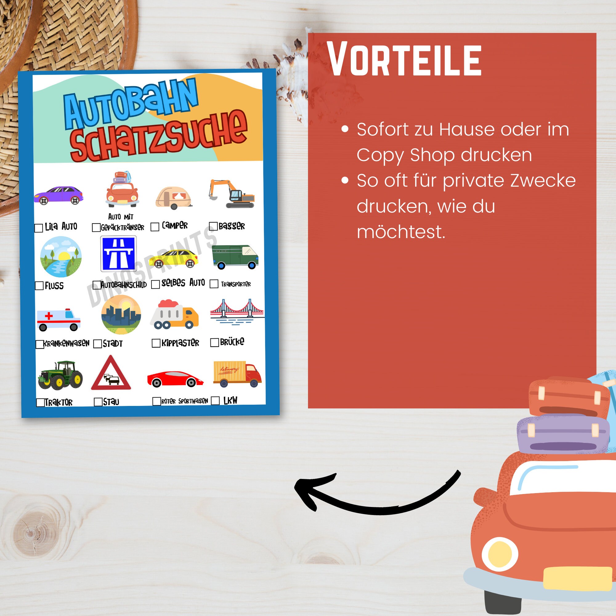 Autobahn Treasure Hunt to Print Scavenger Hunt Car Driving Game Go on ...