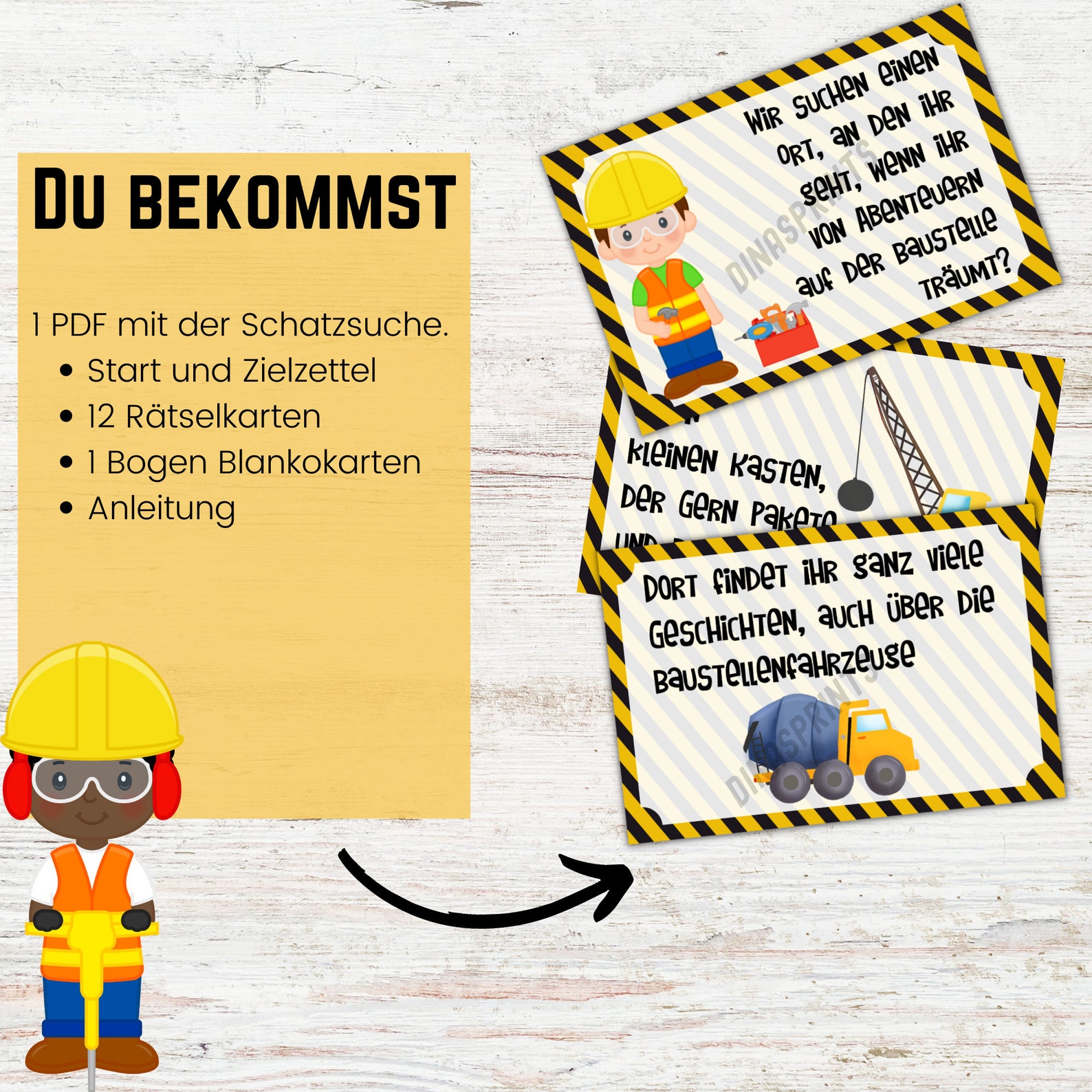 Construction Site Treasure Hunt to Print / Construction Worker ...