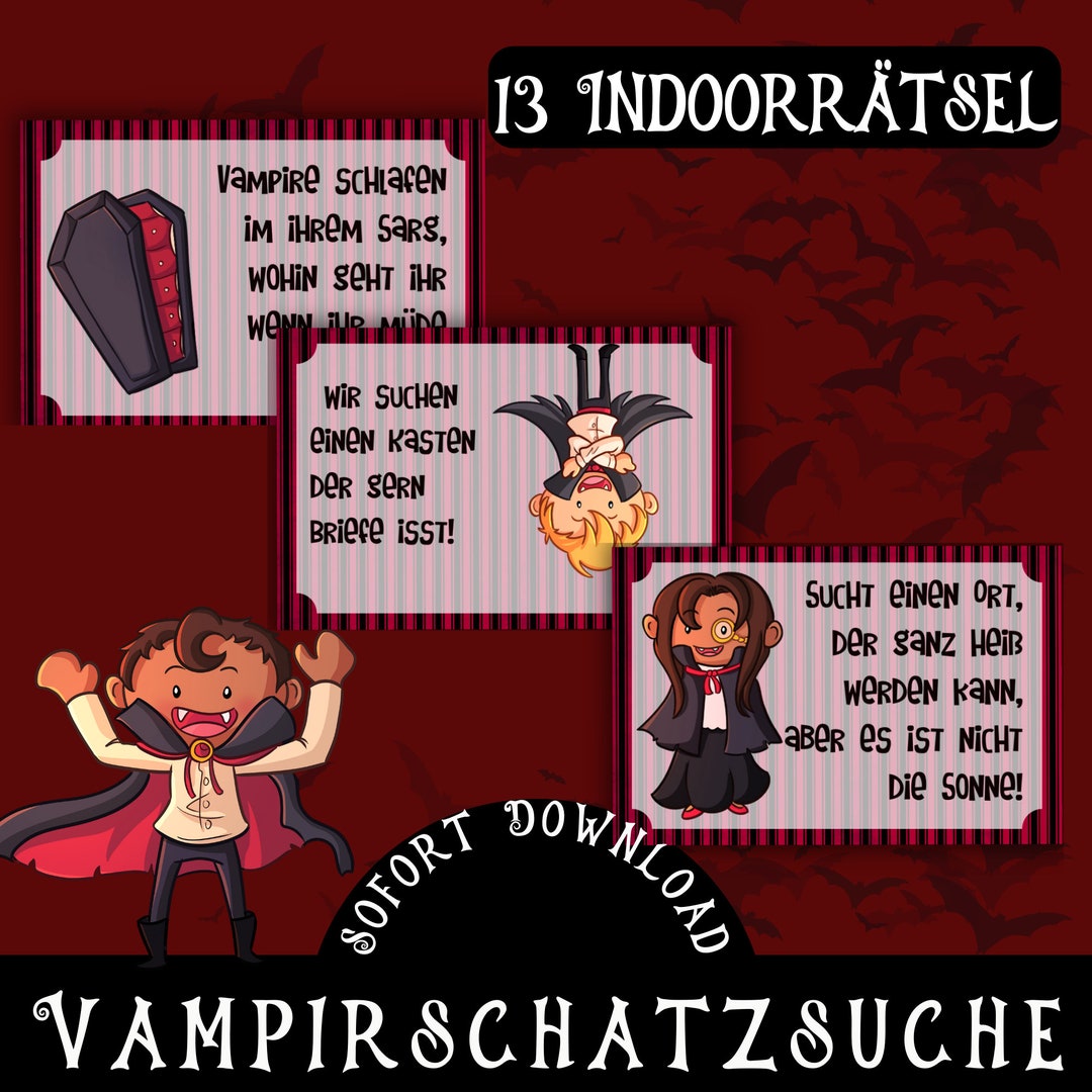 Vampire Treasure Hunt to Print Out / Ready Halloween Scavenger Hunt ...
