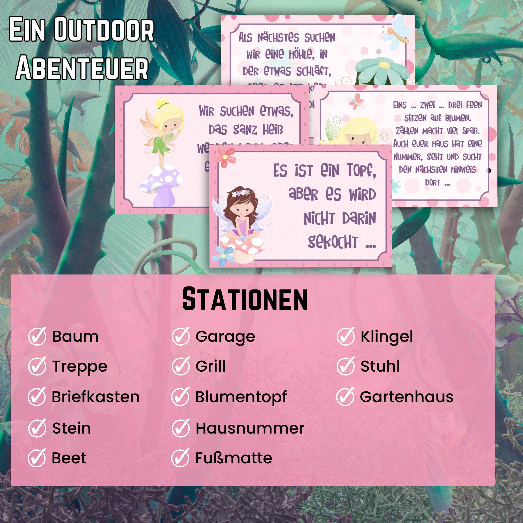 Outdoor Fairy Treasure Hunt to Print / Ready-made Elf Scavenger Hunt in ...