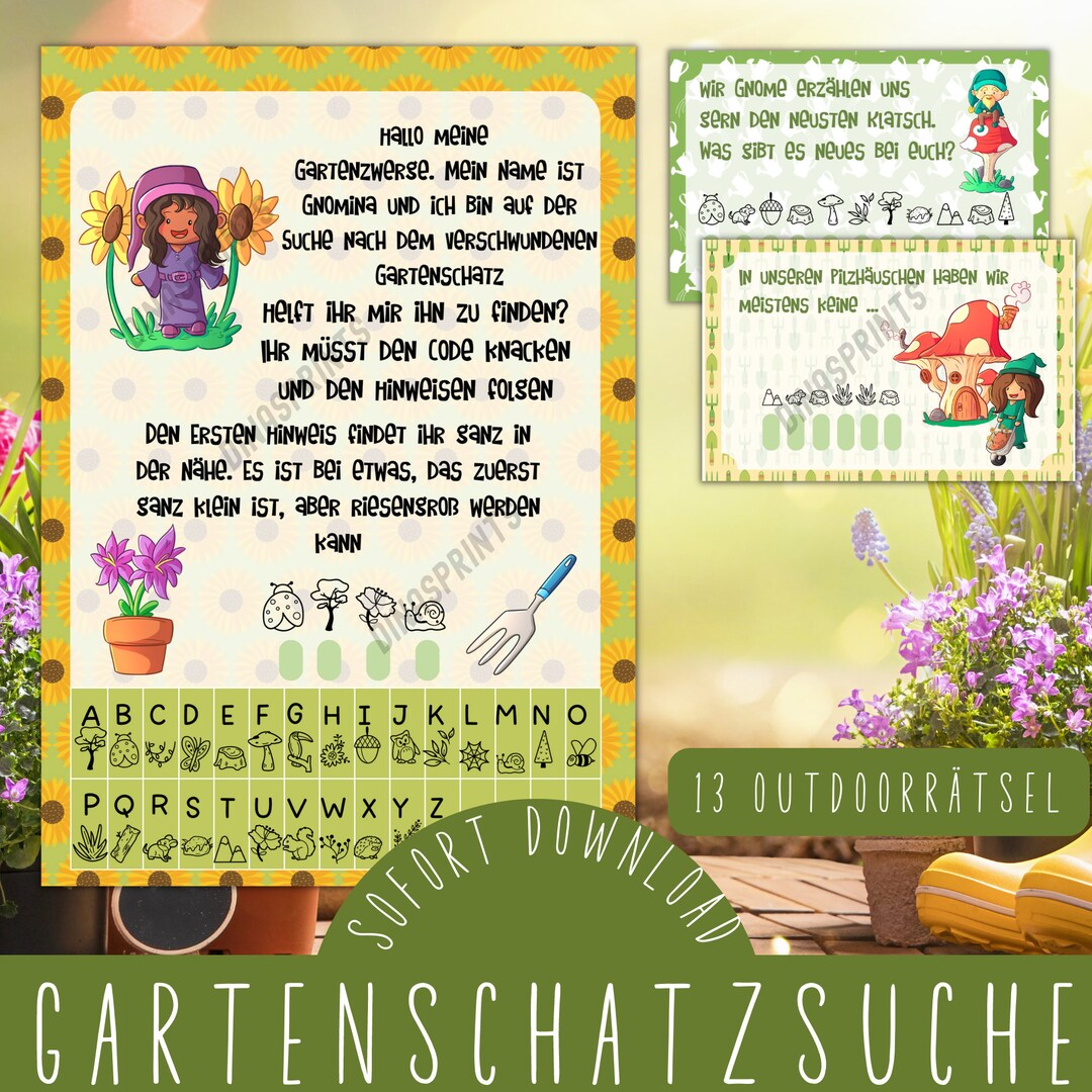 Garden Treasure Hunt / Outdoor Treasure Hunt / Garden Gnome Scavenger ...