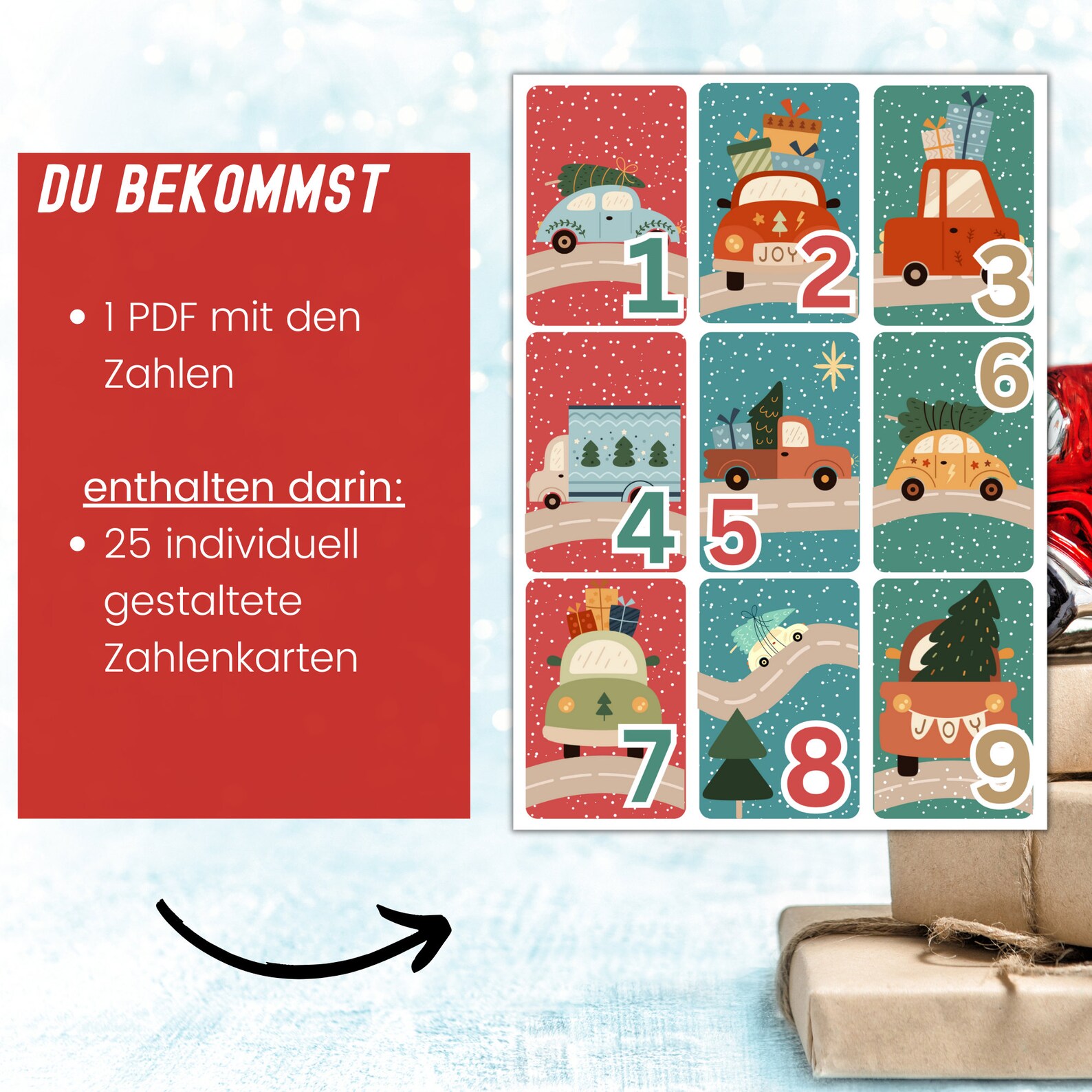Printable Advent Calendar Numbers Cars / Car Advent Calendar Numbers ...