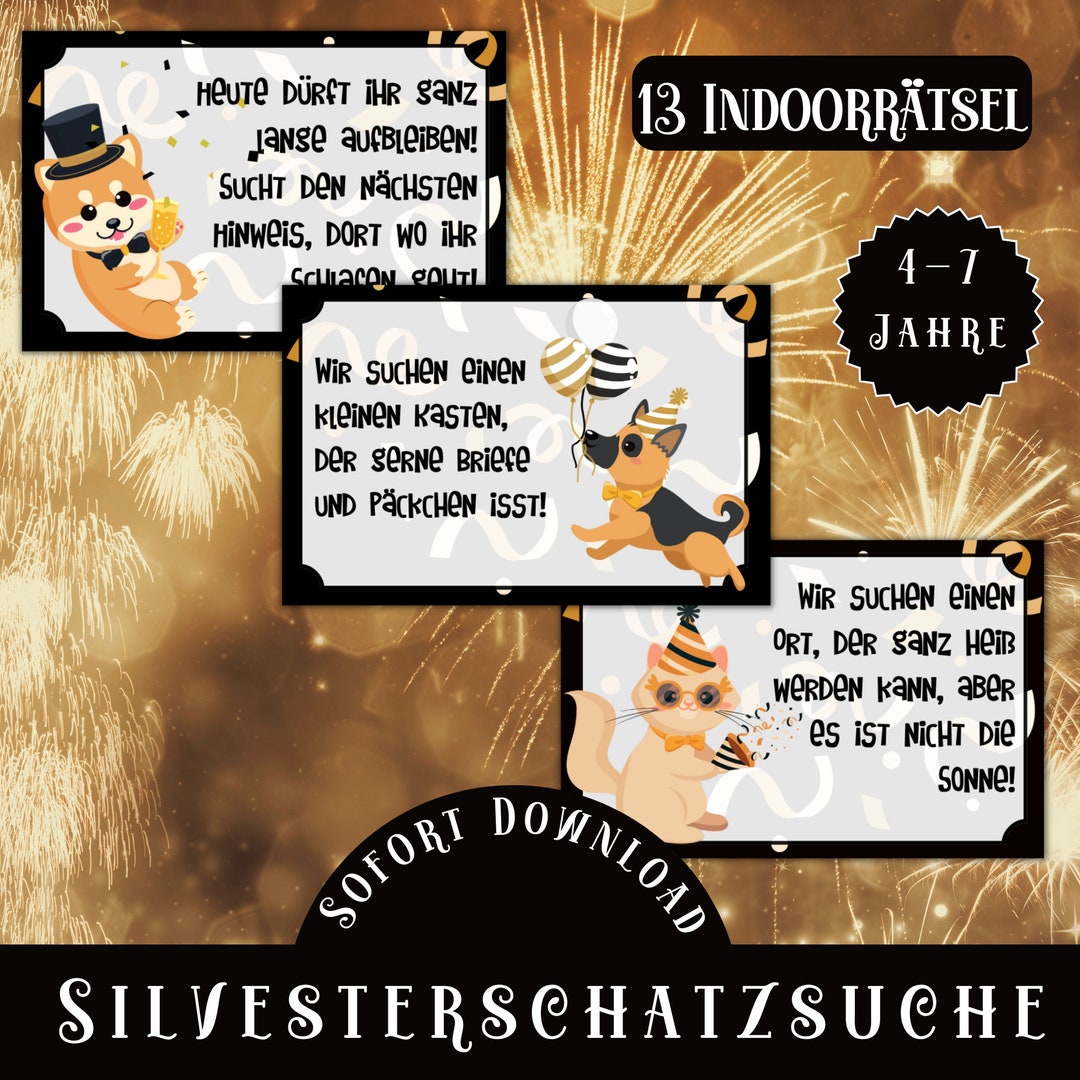 Printable New Year's Eve Treasure Hunt / New Year's Eve Scavenger Hunt ...