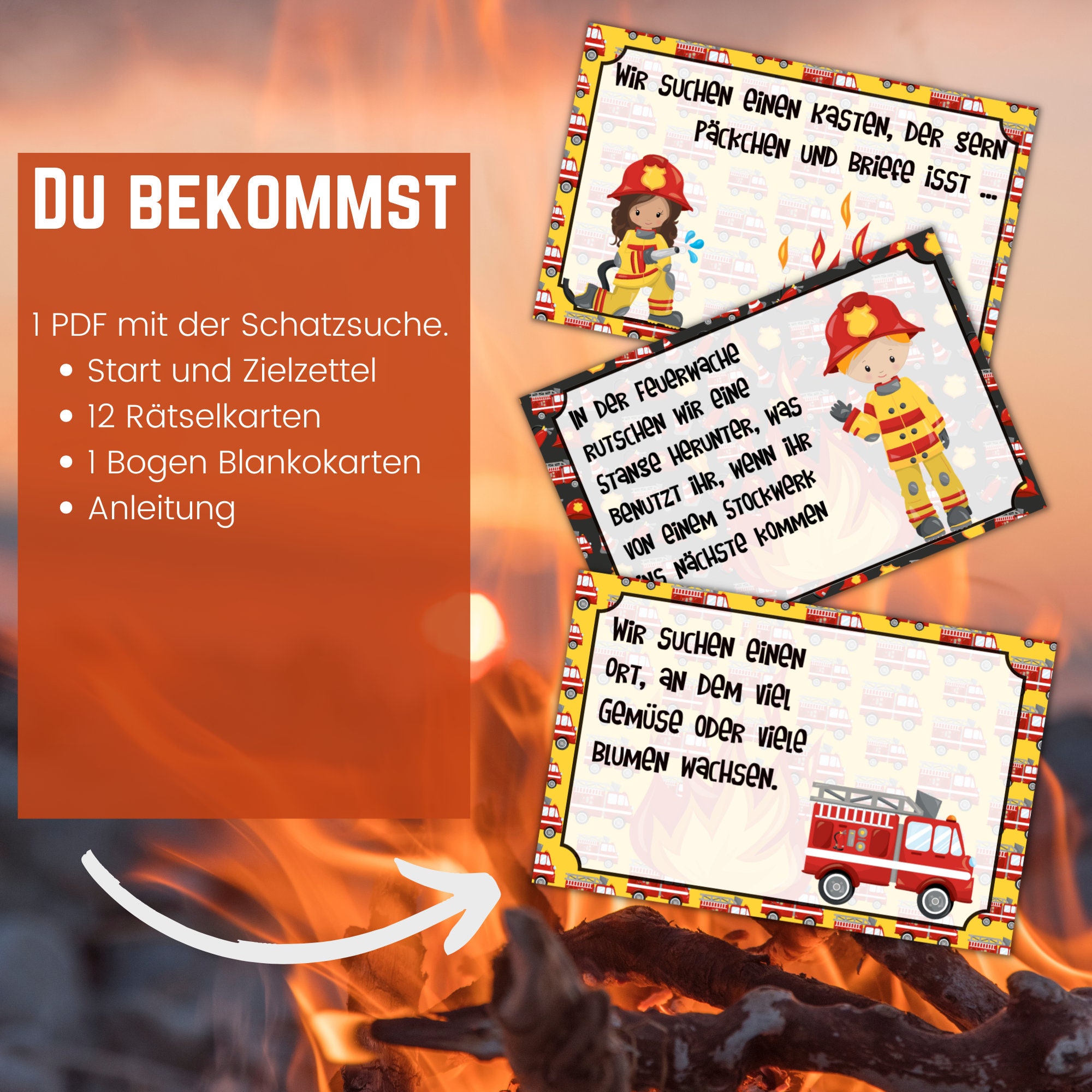 Ready-made Outdoor Fire Brigade Treasure Hunt / Firefighter Scavenger ...