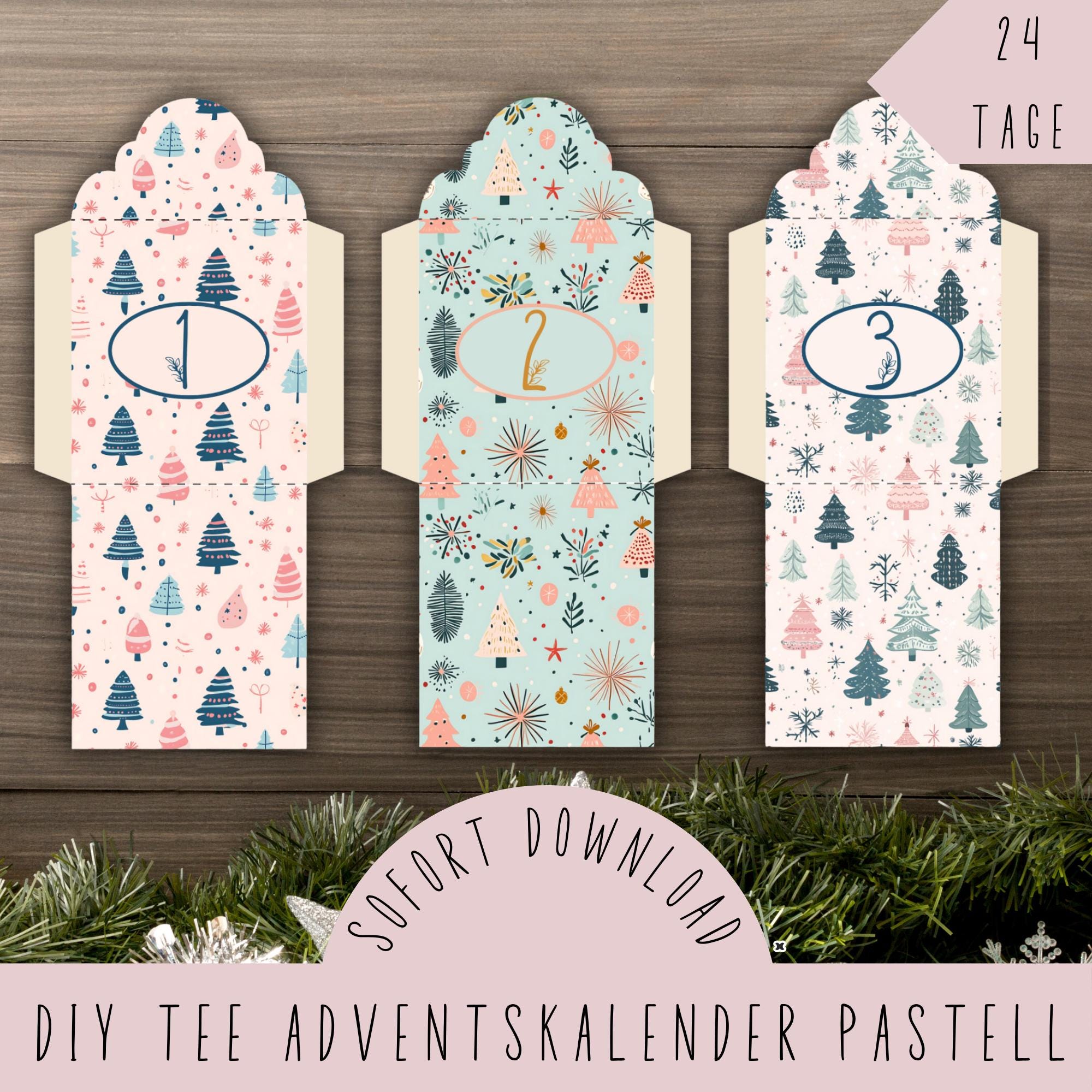 DIY Tea Advent Calendar in Pastel Colors / Pastel Tea Bag Covers for ...