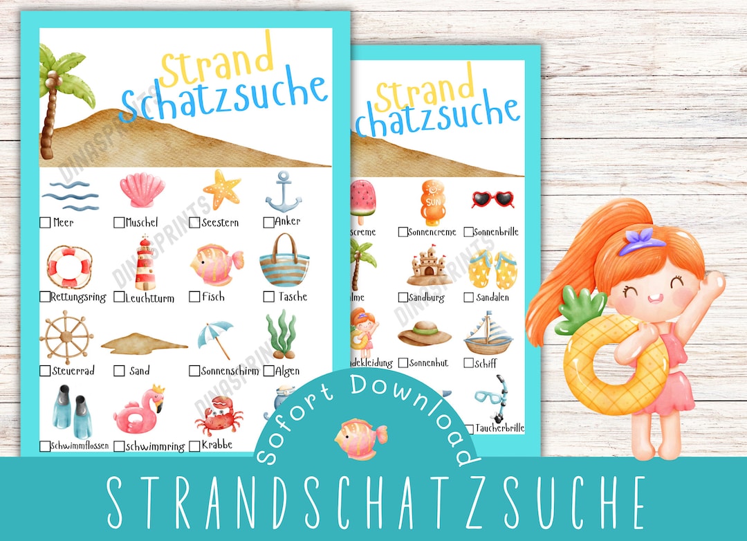 Beach Treasure Hunt to Print / Beach Treasure Hunt / at the Sea With ...