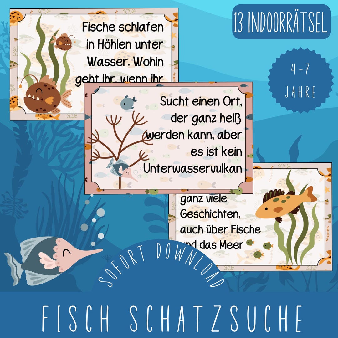 Indoor Fish Treasure Hunt to Print / Aquarium Treasure Hunt in Boho ...