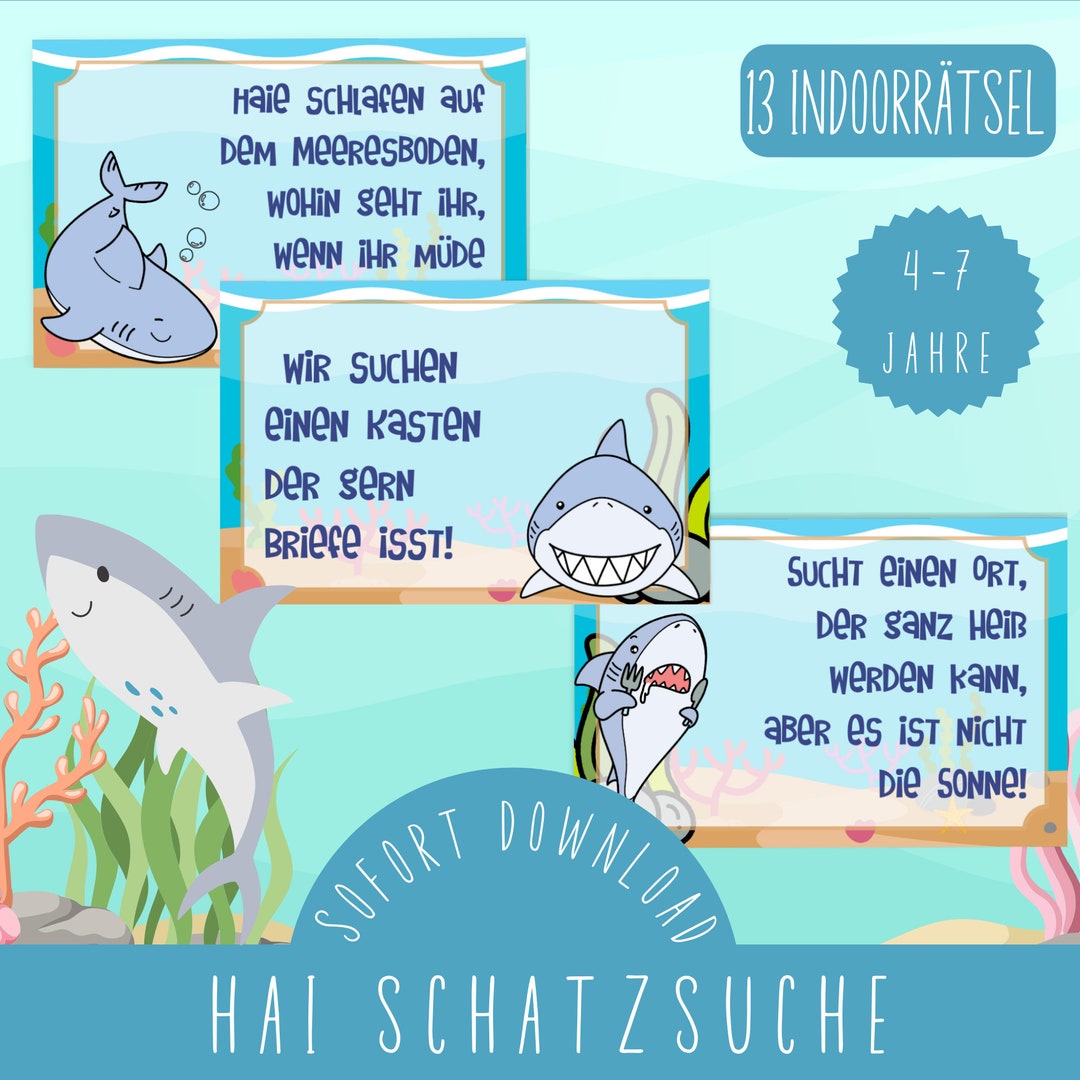 Shark Treasure Hunt to Print / Indoor Shark Scavenger Hunt / Underwater ...
