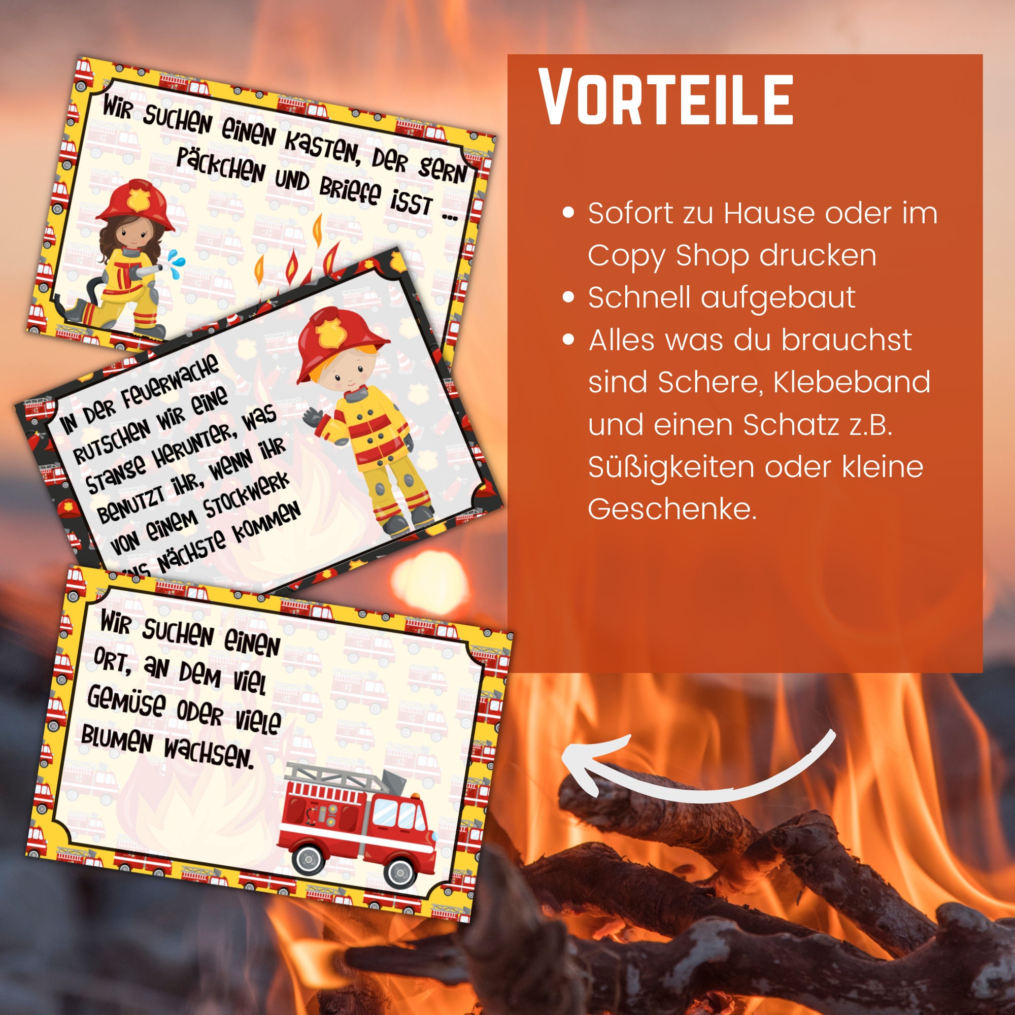 Ready-made Outdoor Fire Brigade Treasure Hunt / Firefighter Scavenger ...