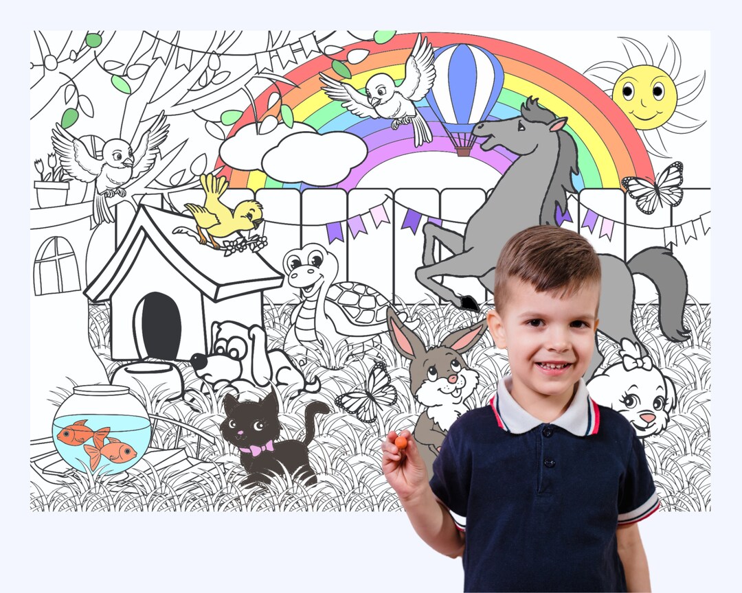 Backyard Pets Large Coloring Poster, Jumbo 45x33 Inches Giant Coloring ...