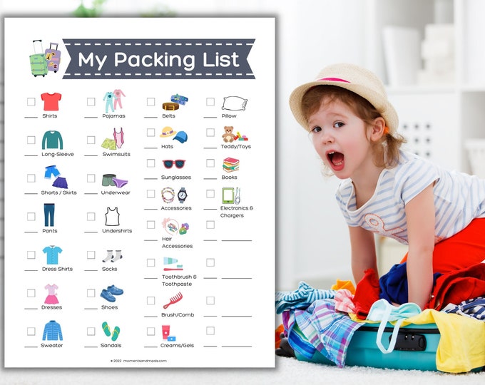 Kids Packing List, Kids Checklist , Vacation Travel Packing List ...