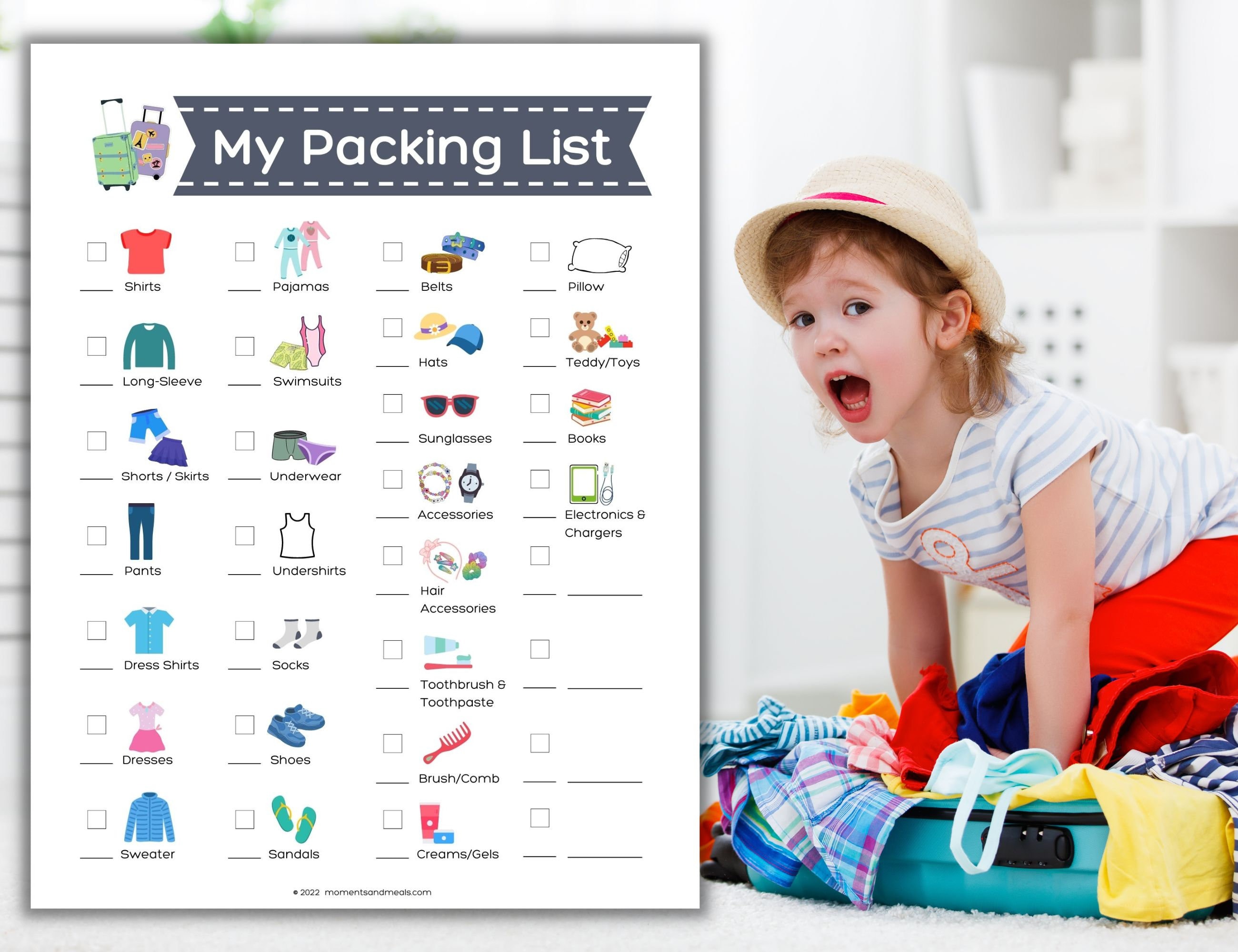Kids Packing List | Digital Printable Vacation Packing List for Boys ...
