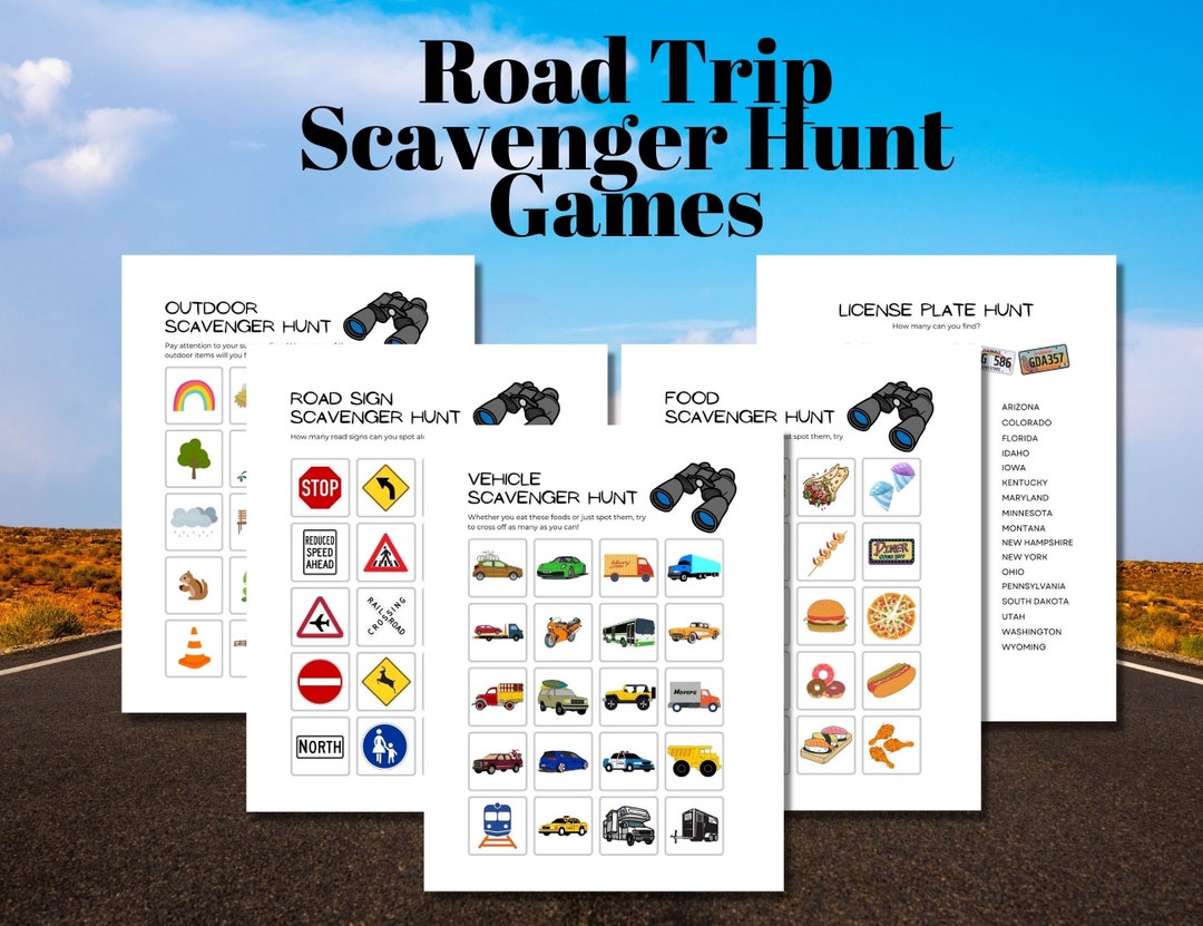 Road Trip Scavenger Hunt, Printable Travel Games for Kids and Families ...