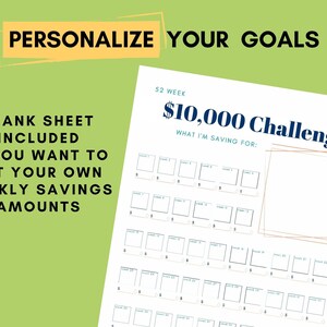 10K Savings Challenge Printable - 52 Week Savings Tracker Including Pre ...