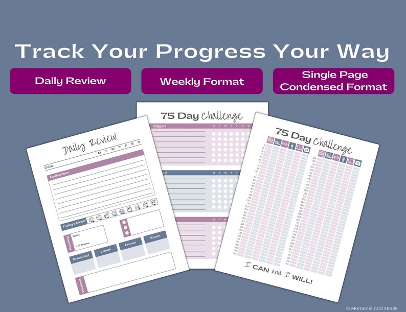 EDITABLE 75 Day Challenge Tracker, 75 Soft Printable PDF, 75 Medium ...