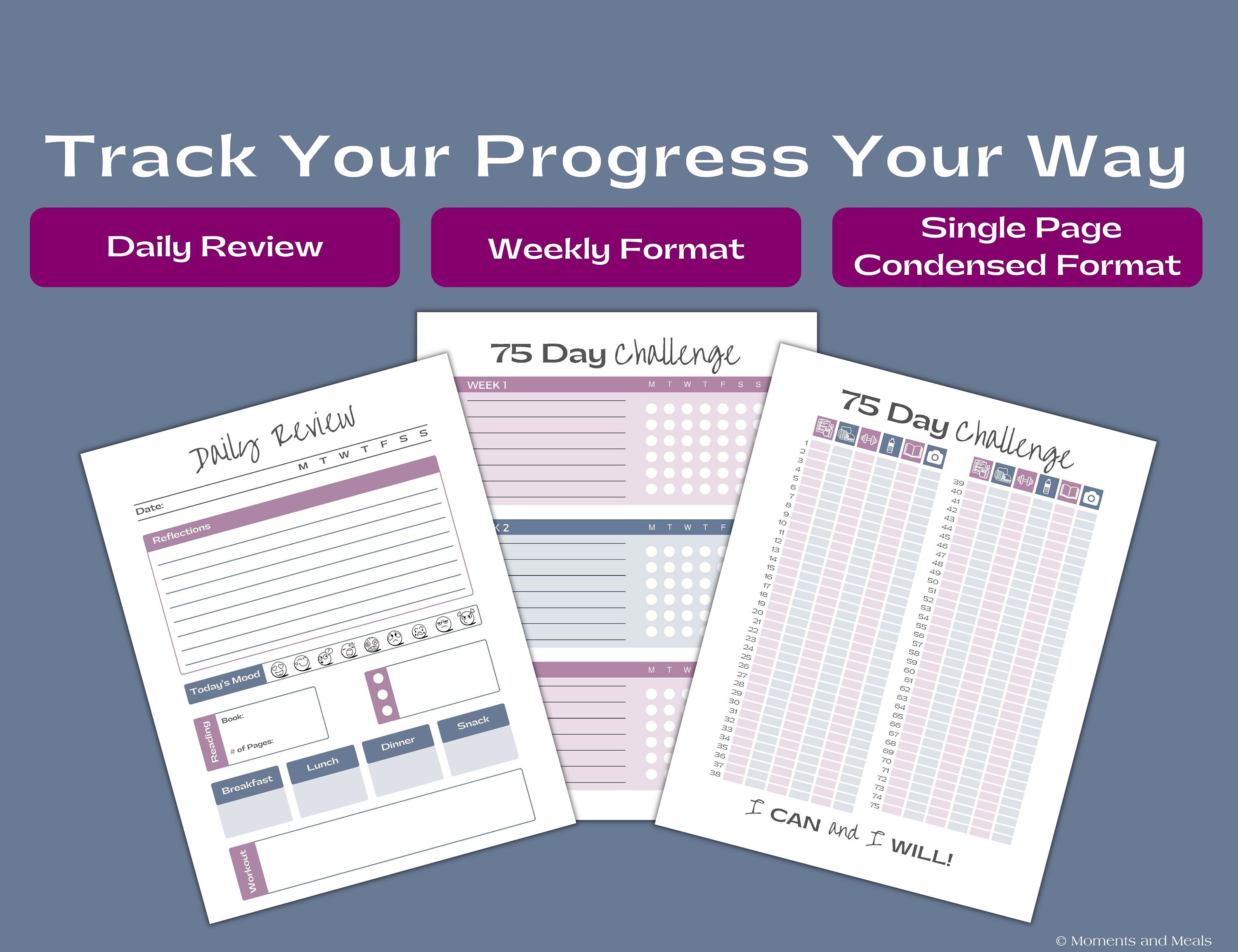 EDITABLE 75 Day Challenge Tracker, 75 Soft Printable PDF, 75 Medium ...